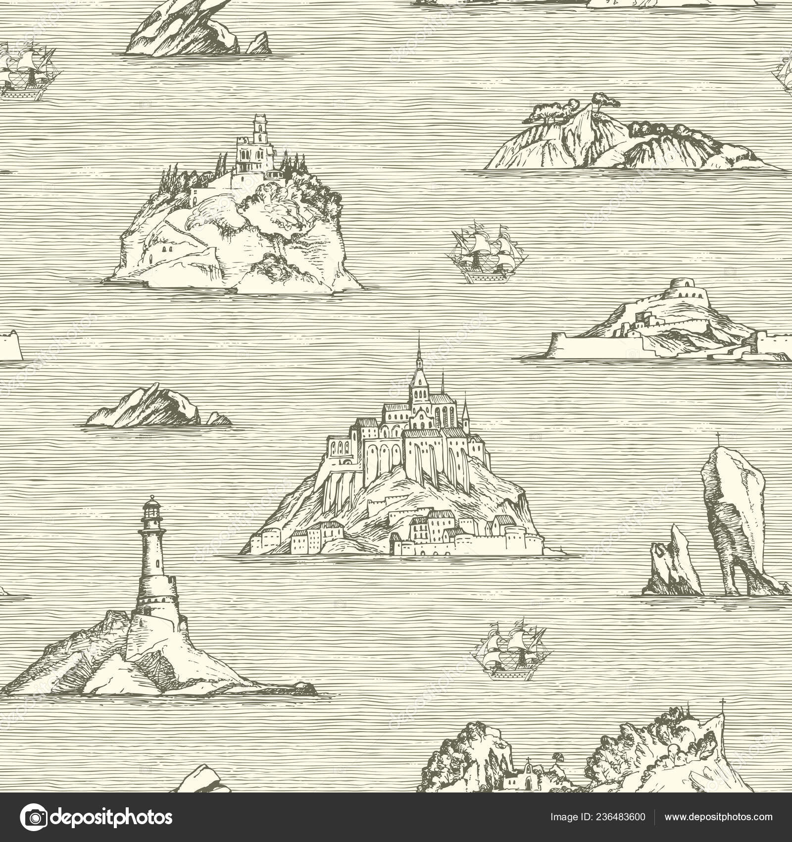 Vector Abstract Seamless Background Theme Travel Adventure Discovery ...