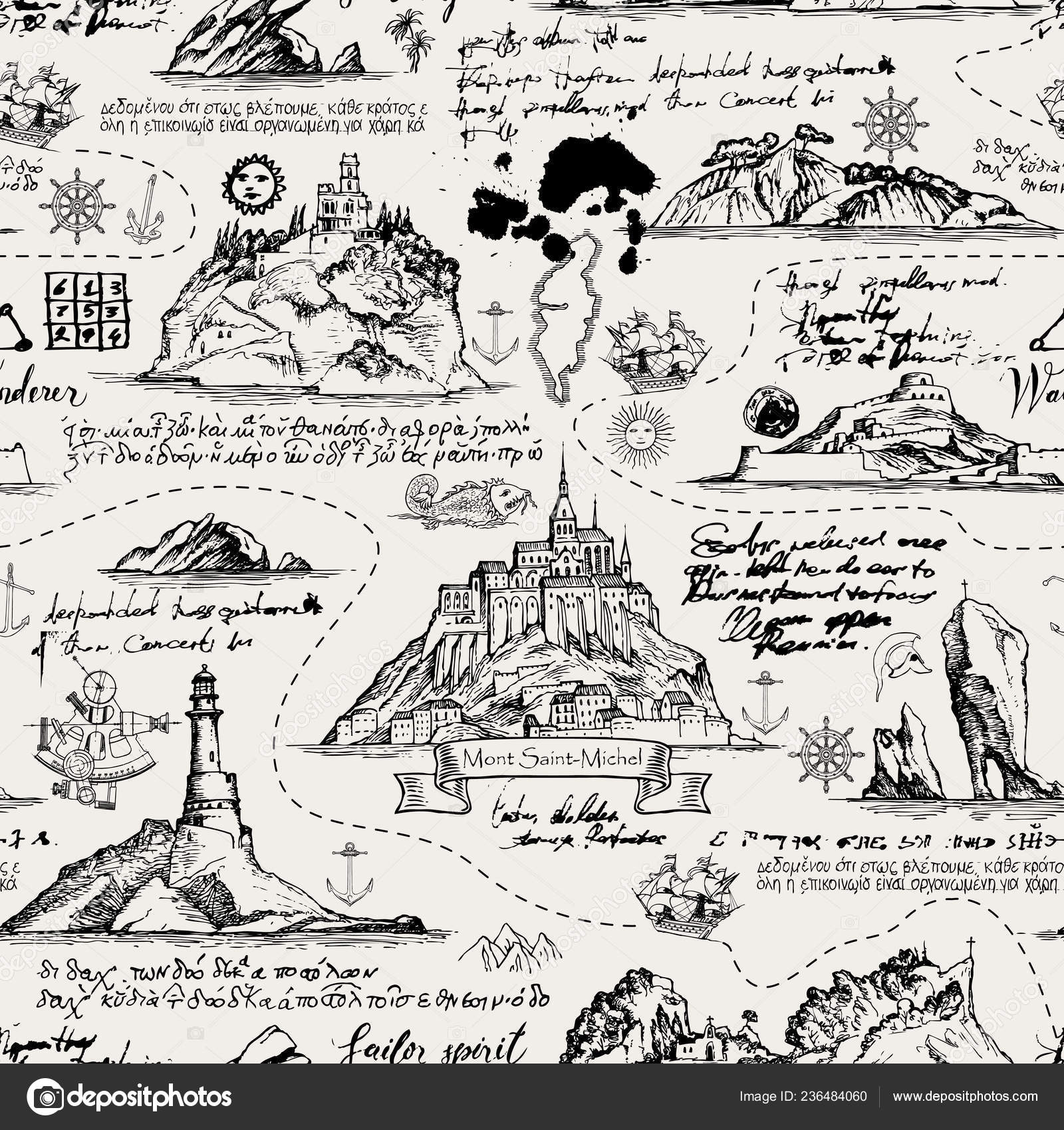 Vector Abstract Seamless Background Theme Travel Adventure Discovery ...