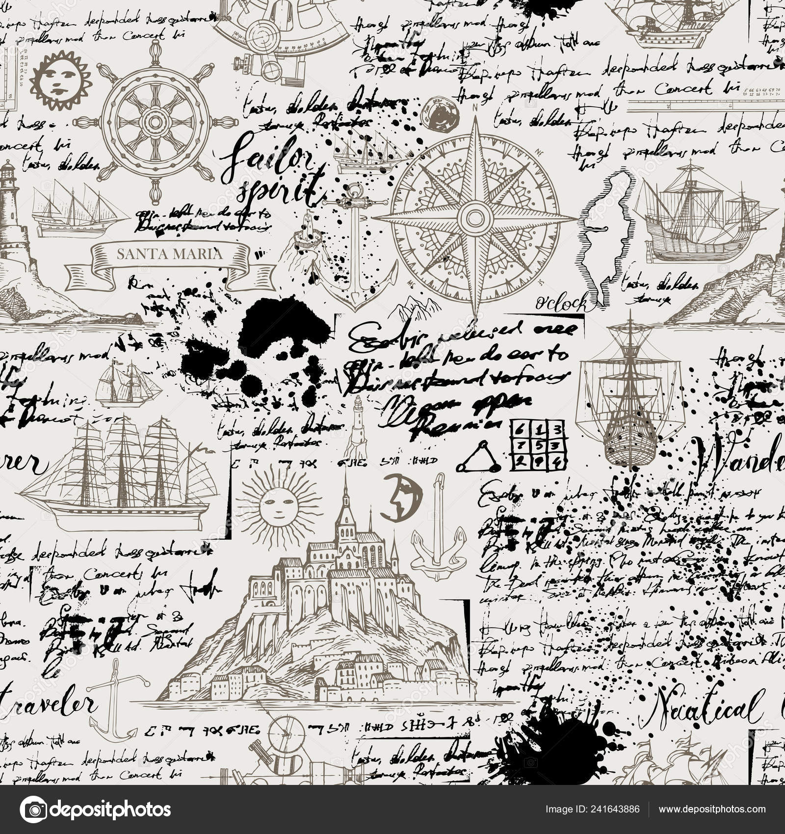 Vector Abstract Seamless Background Theme Travel Adventure Discovery ...