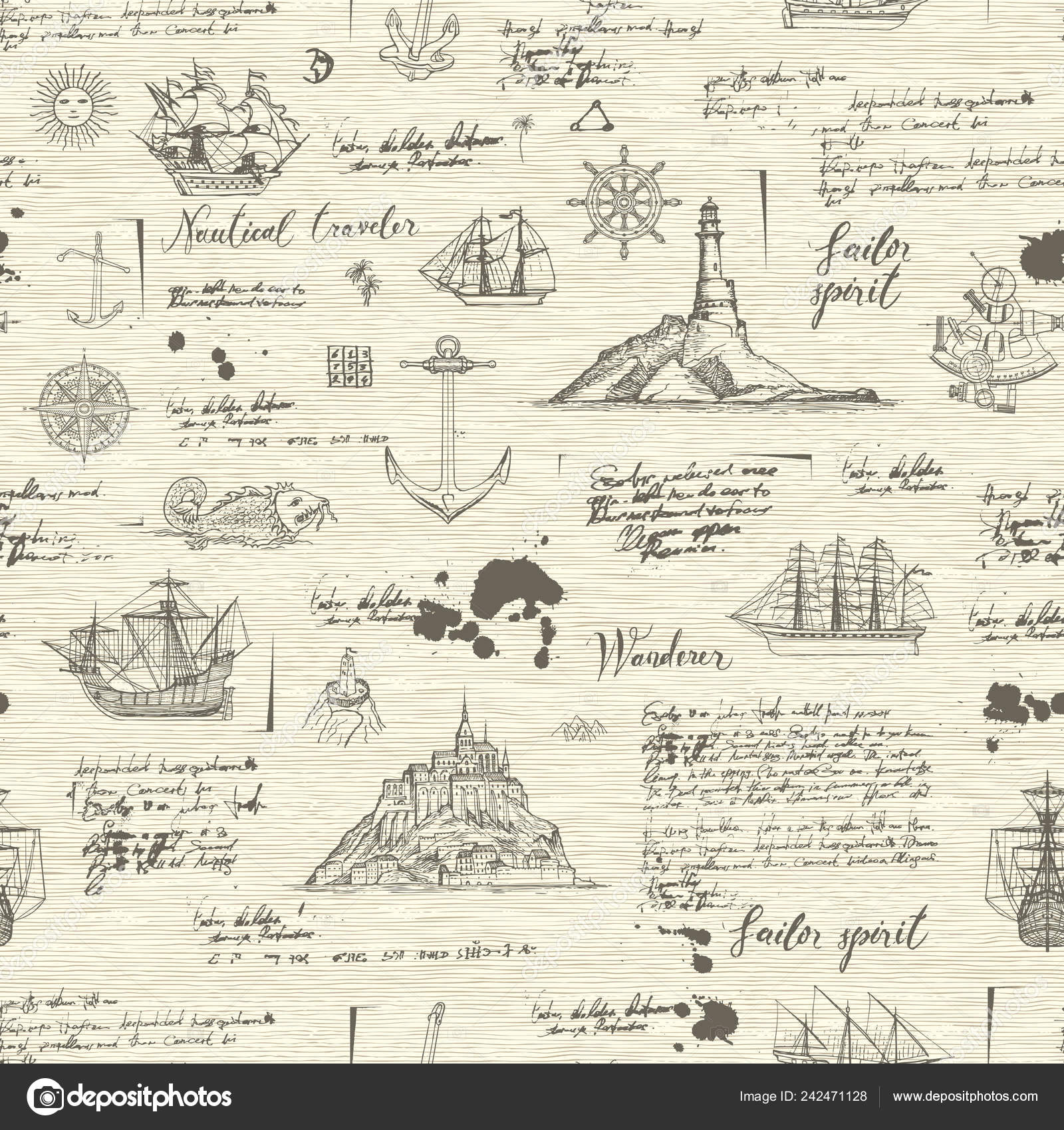 Vector Abstract Seamless Background Theme Travel Adventure Discovery ...