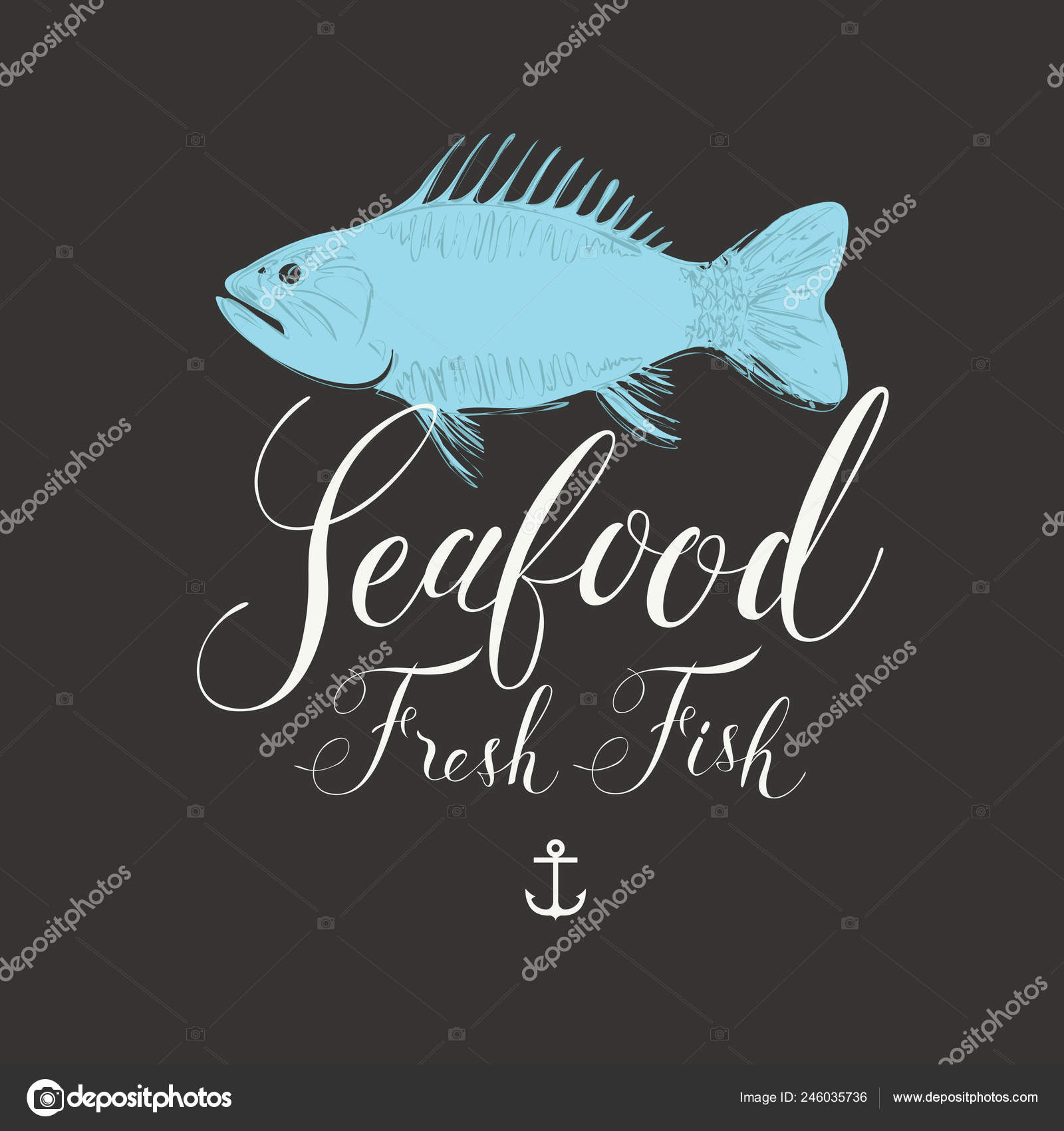 Vector Banner Menu Seafood Restaurant Shop Decorative Fish Handwritten ...
