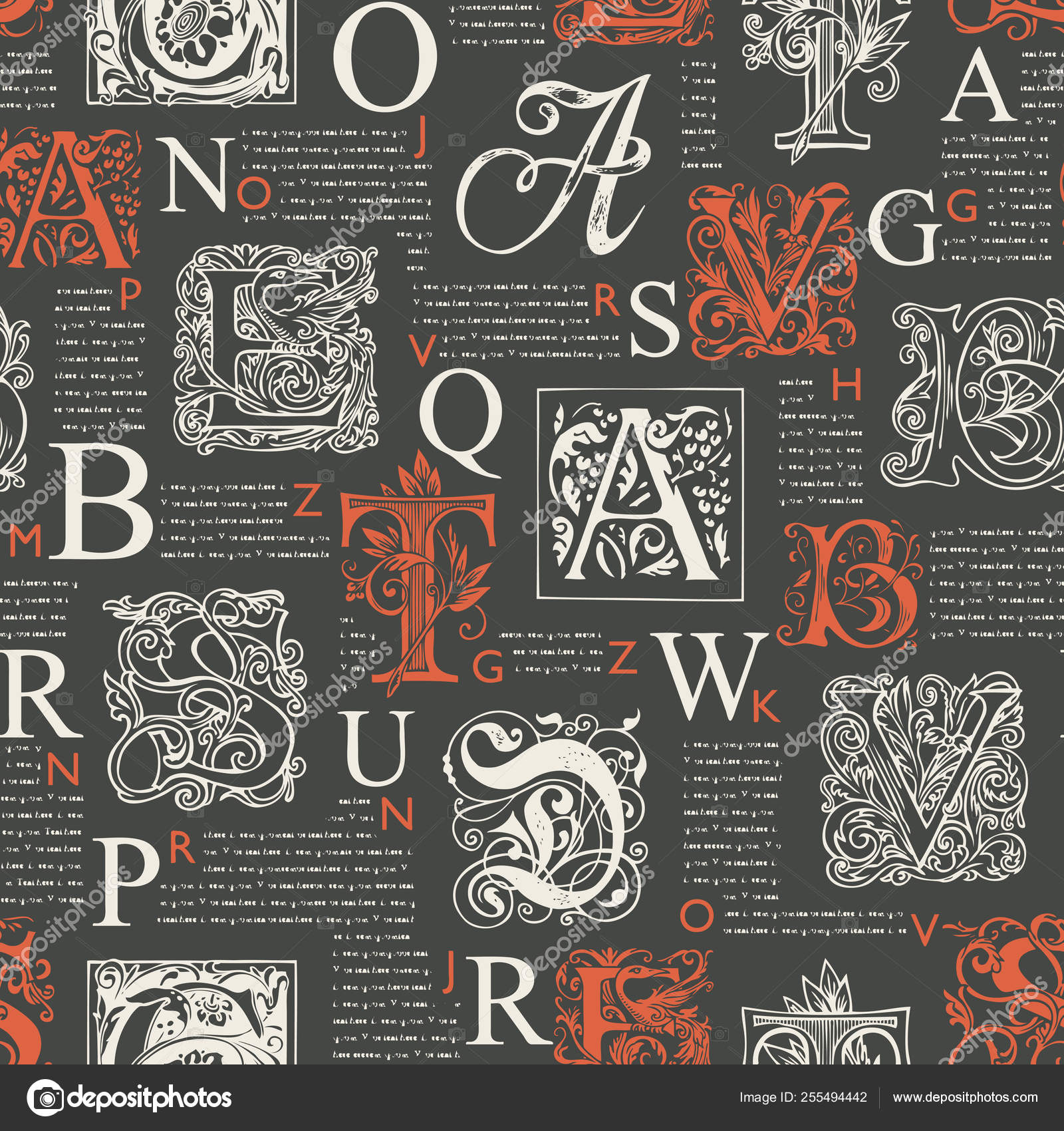 Seamless pattern with capital and initial letters Stock Vector Image by ...