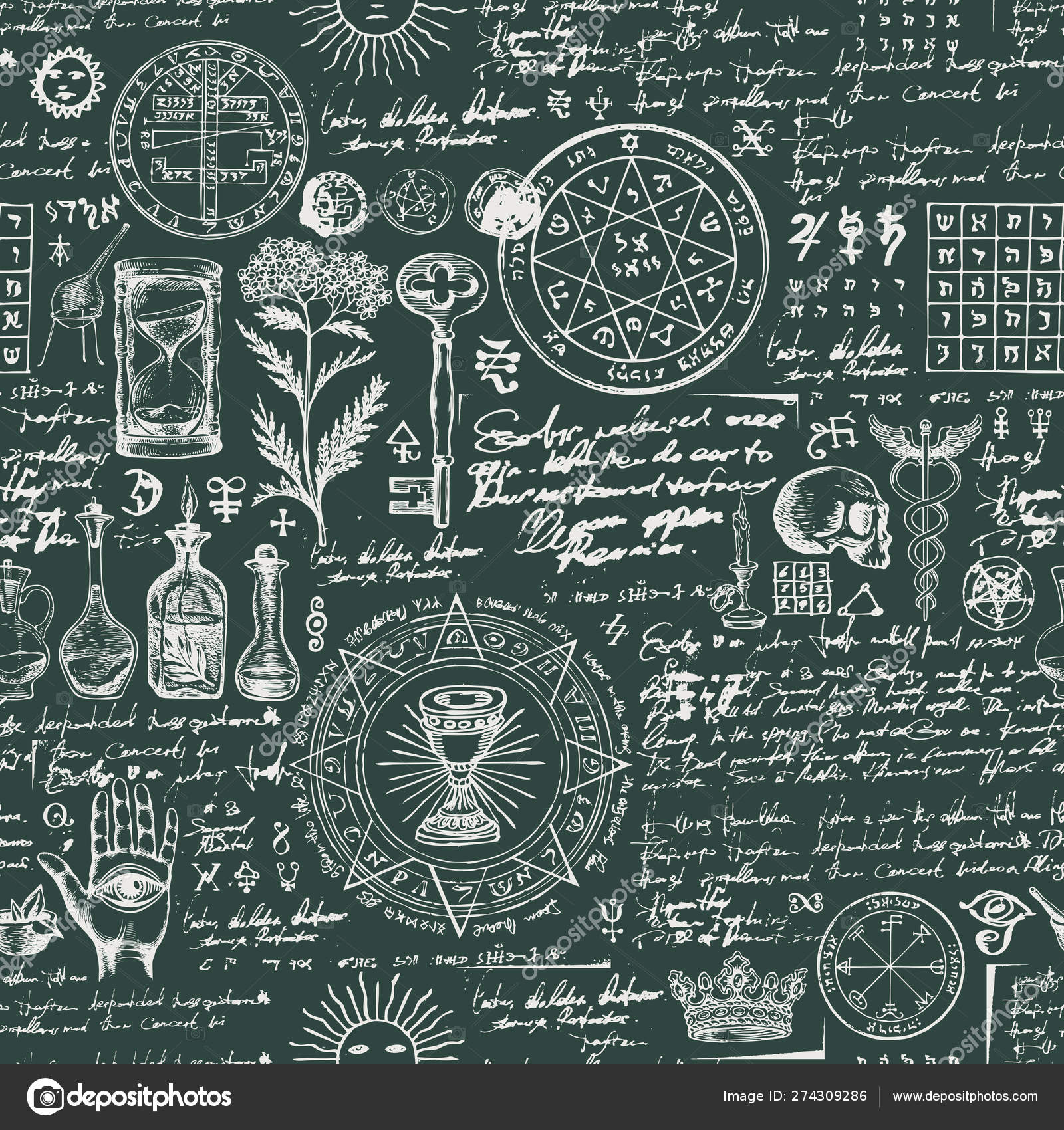 Abstract seamless pattern with sketches and notes Stock Vector by ...