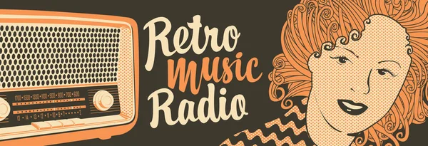 Banner for retro music radio with old radio receiver Stock Vector Image ...