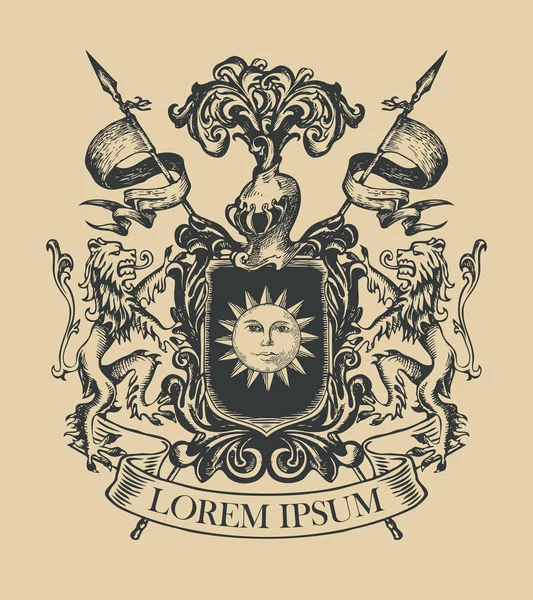 Medieval heraldic Coat of arms in vintage style ⬇ Vector Image by ...