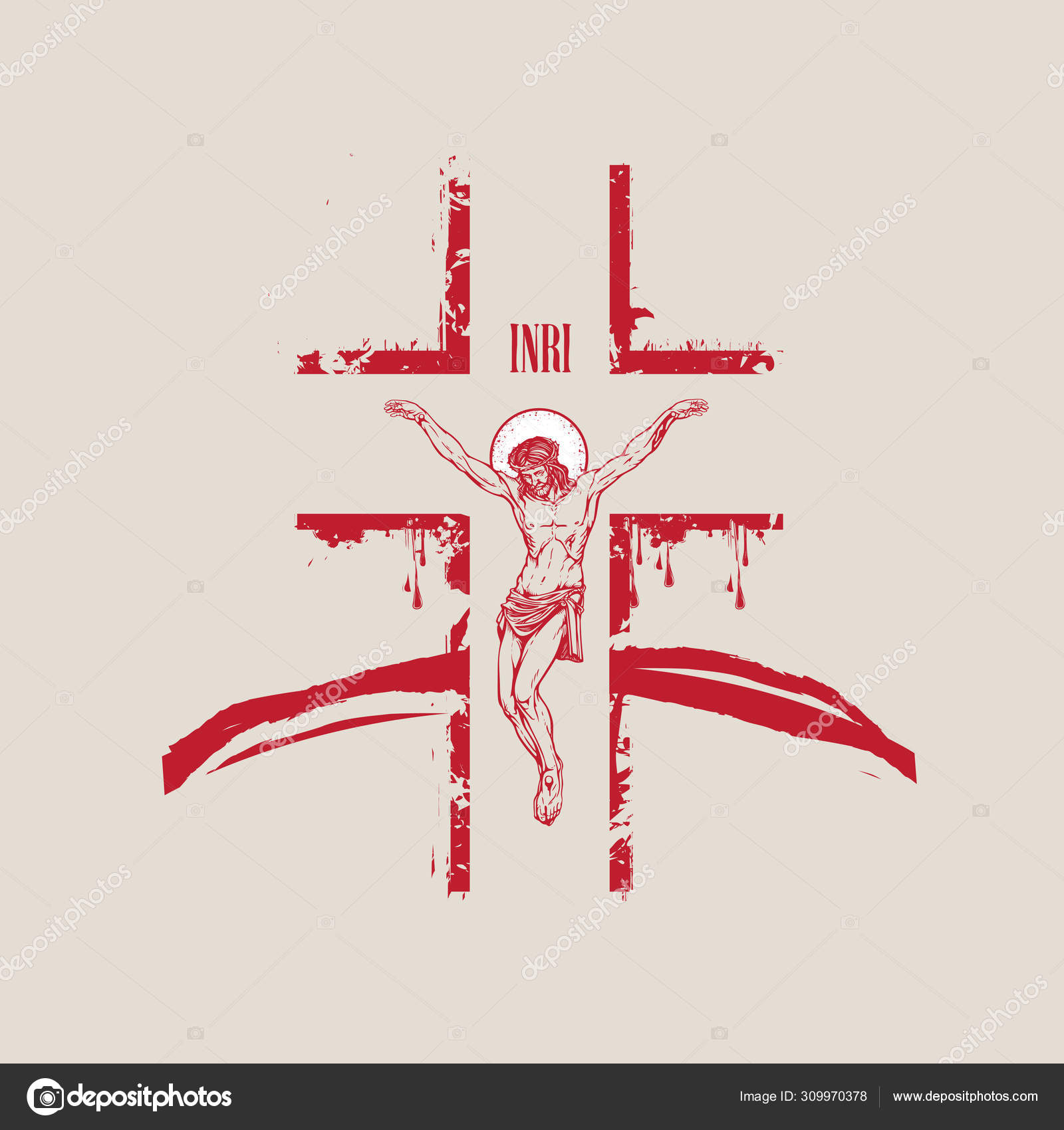 Salib Yesus Kristus di kayu salib, simbol agama Vektor Stok oleh ...