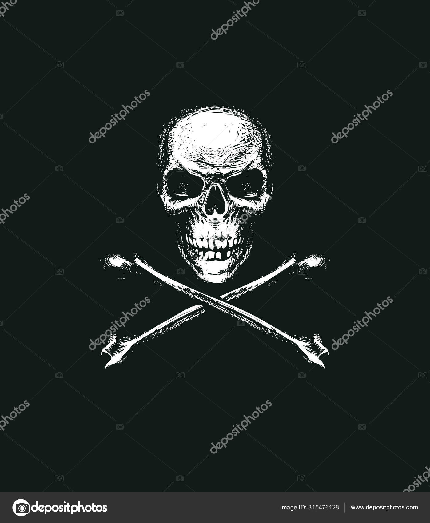 Peligro De Piratería Con Calaveras Y Huesos Cruzados