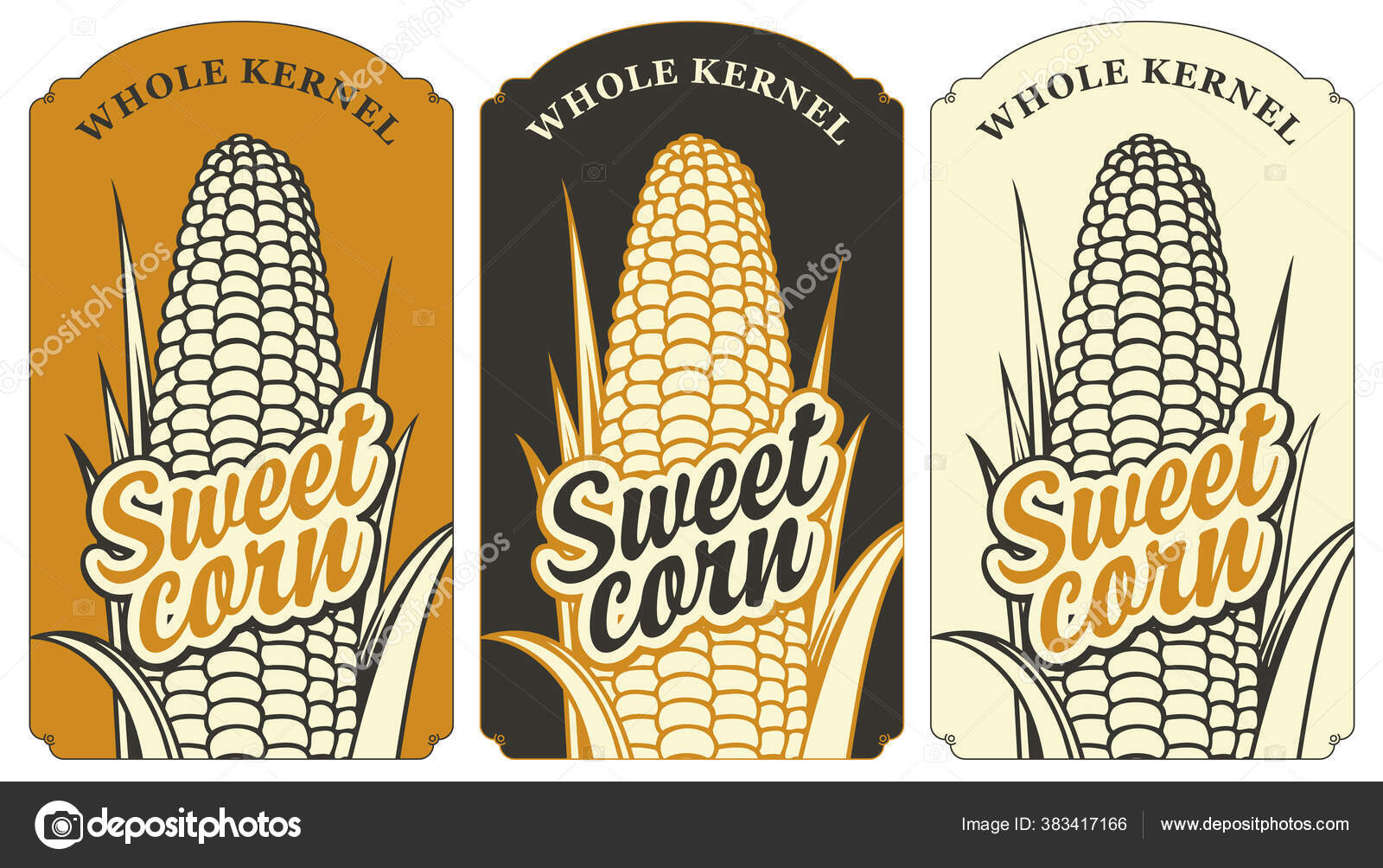 Etiquetas Maíz Dulce Estilo Retro Conjunto Etiquetas Vectoriales ...