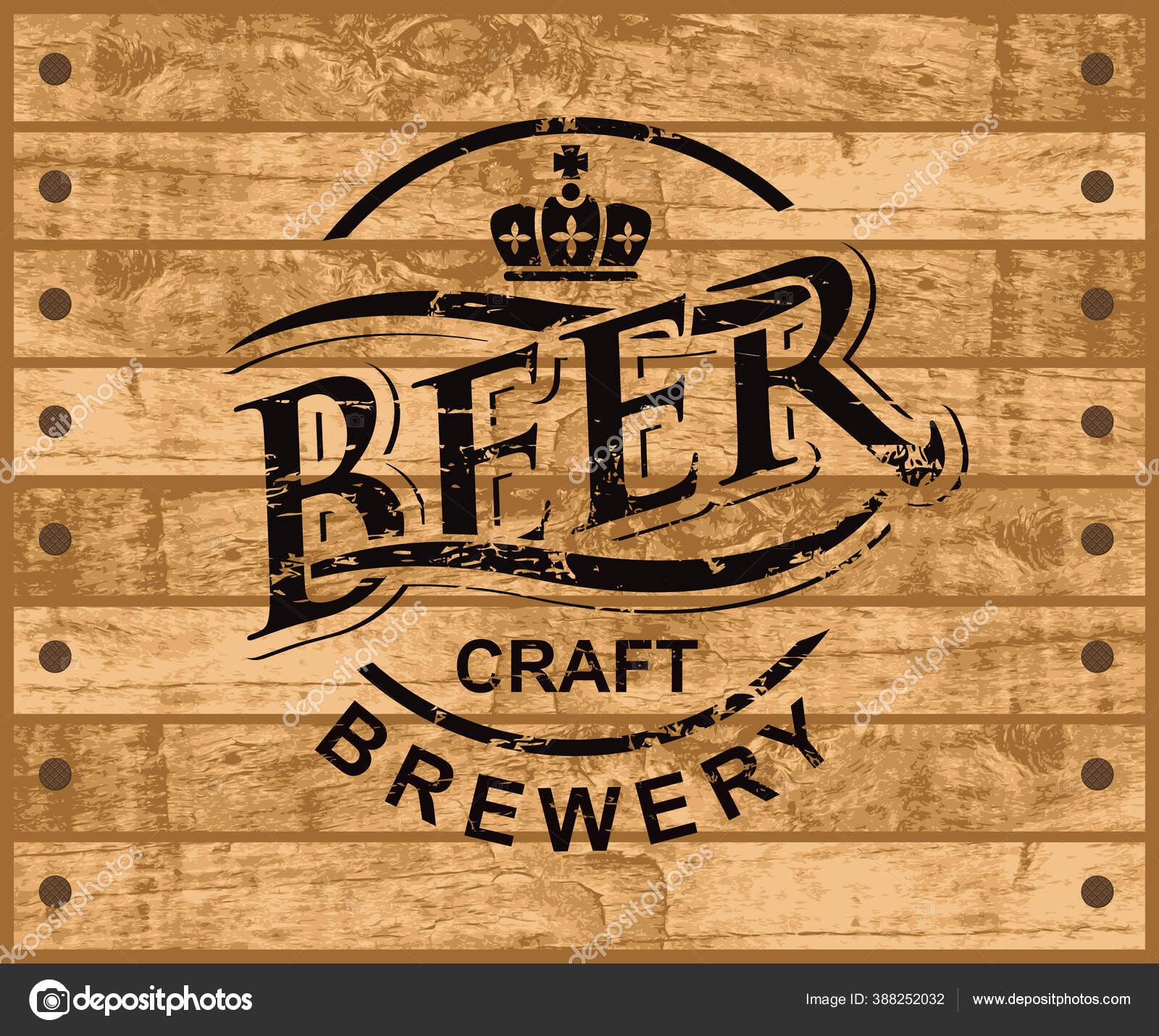 Label Banner Craft Beer Printed Wooden Background Retro Style ...