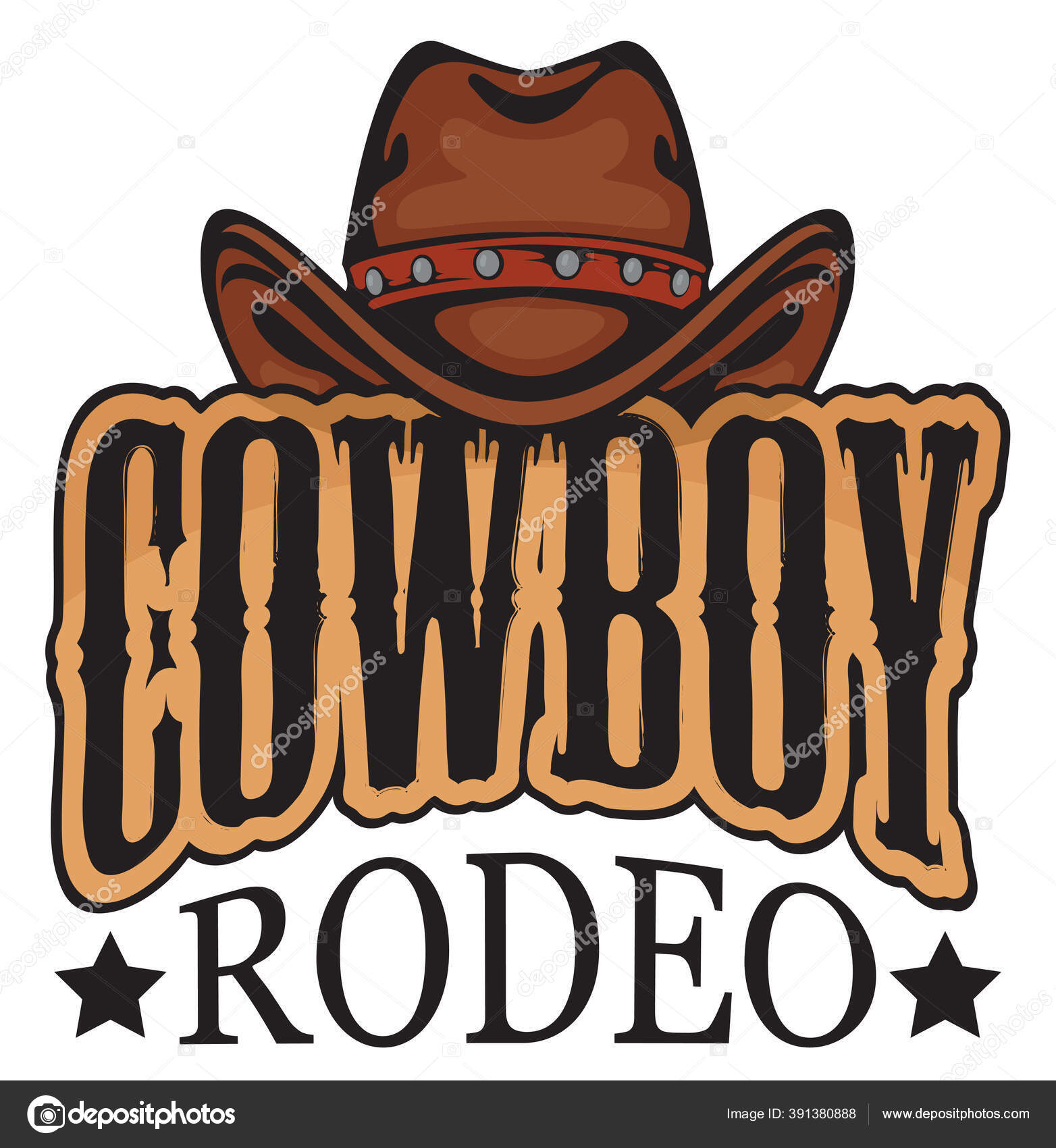 Emblem Banner Cowboy Rodeo Show Retro Style Decorative Vector ...