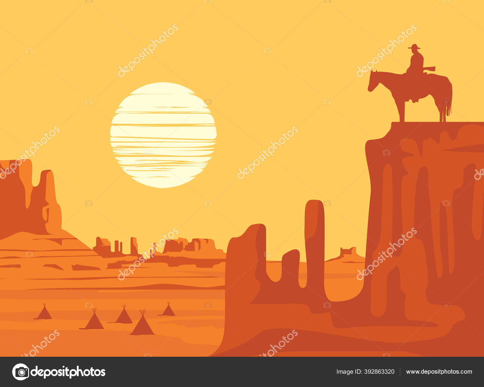 Western Sunset Silhouette