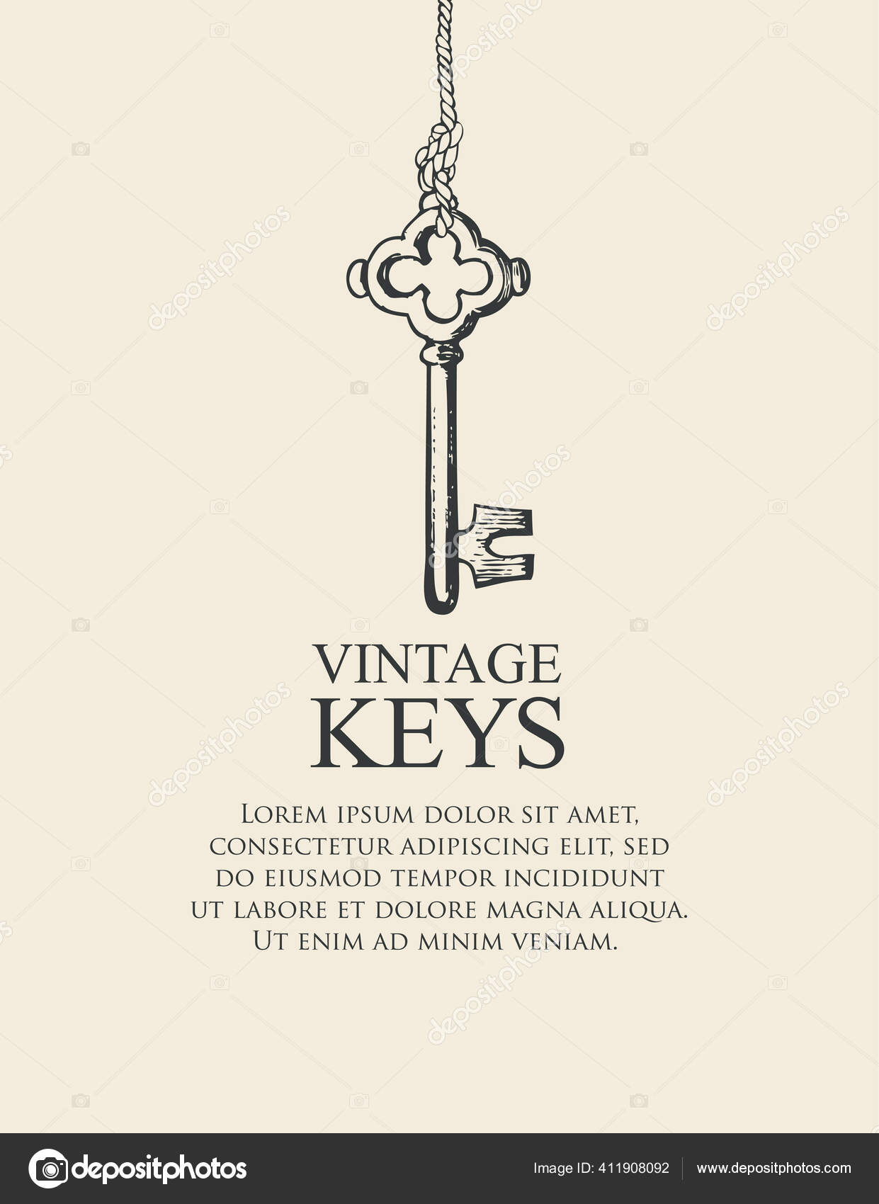 Banner Vintage Key Place Text Light Background Vector Illustration ...