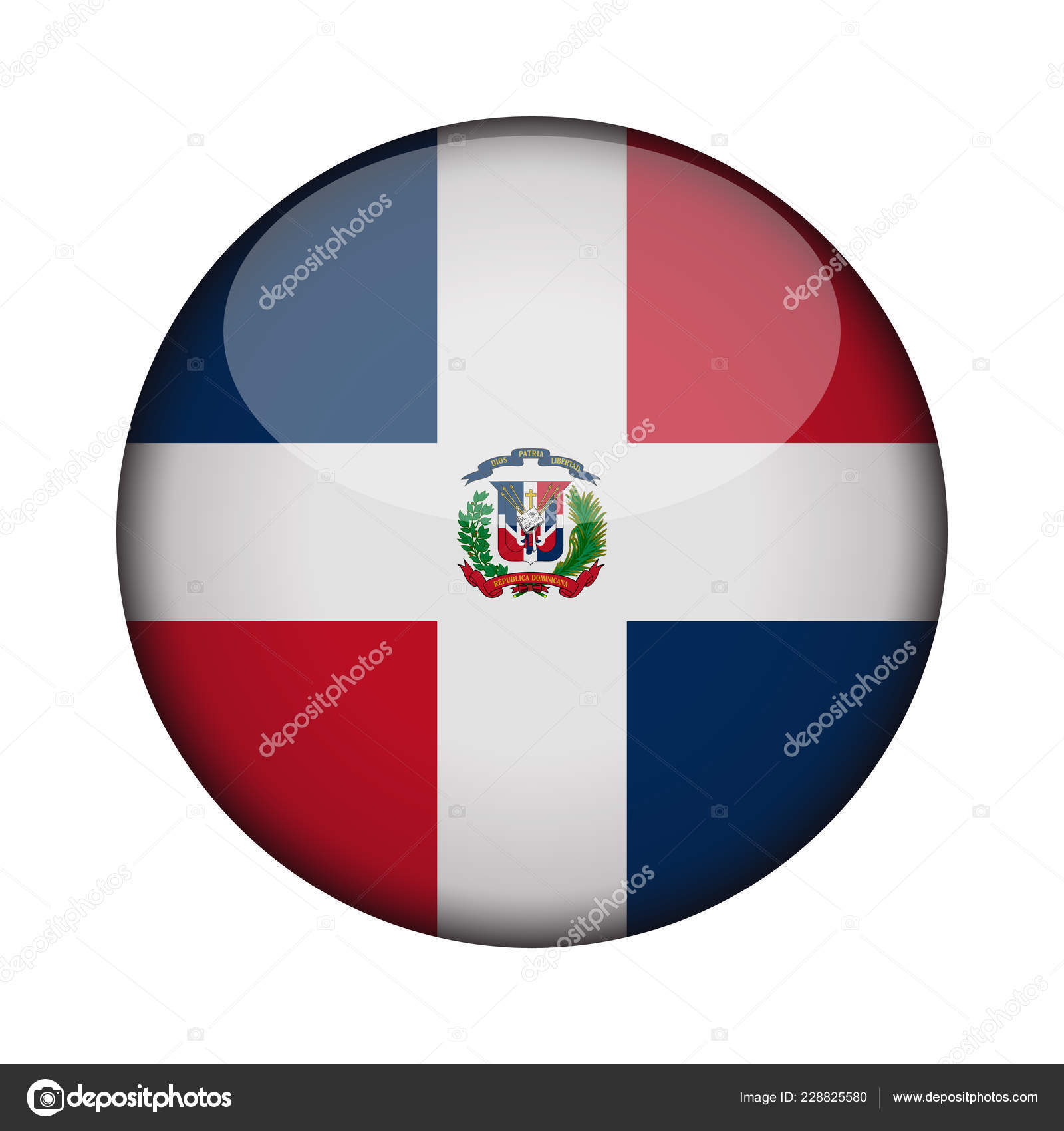 Dominican Republic Flag Glossy Button Icon Dominican Republic Emblem ...