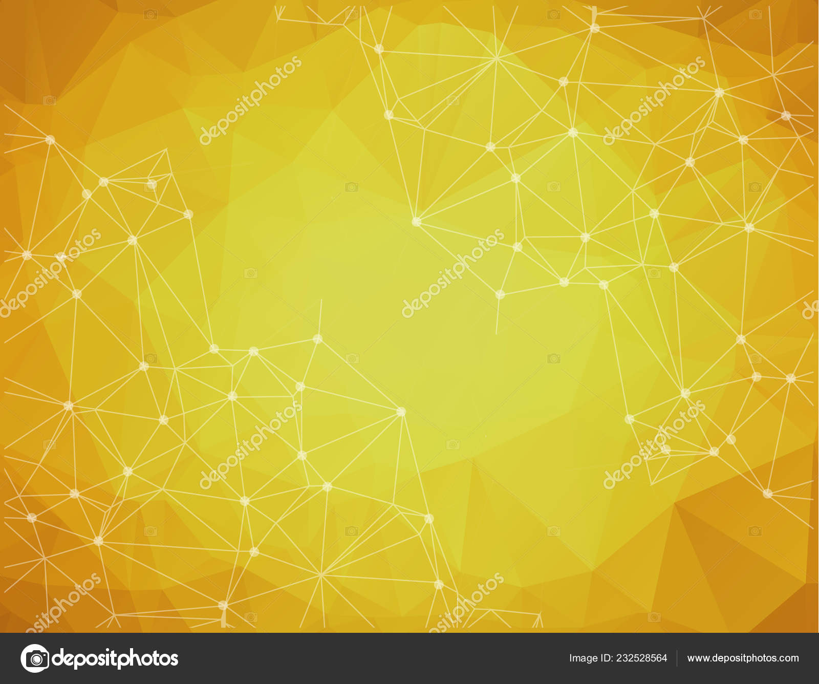 Abstract Low Poly Yellow Technology Vector Background Connection ...