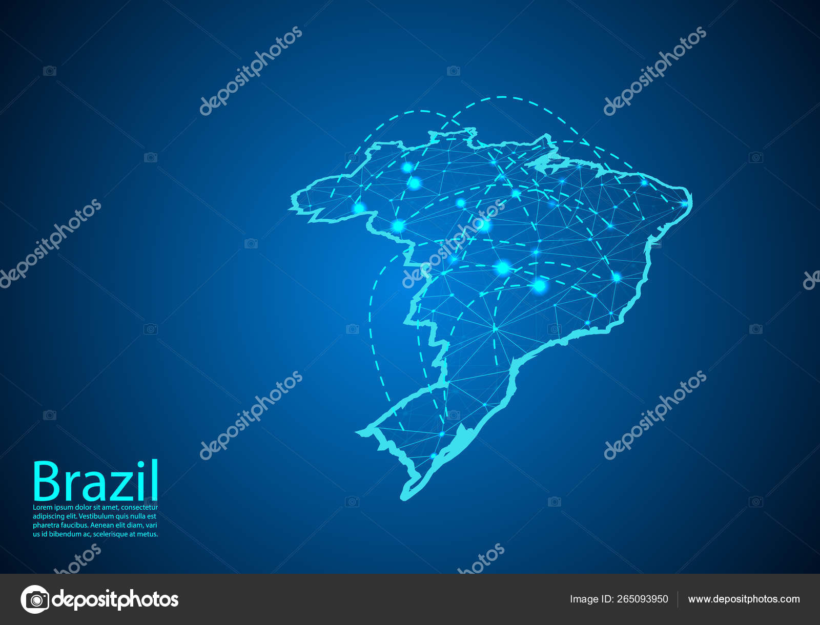 Brazil map with nodes linked by lines. concept of global communi Stock ...