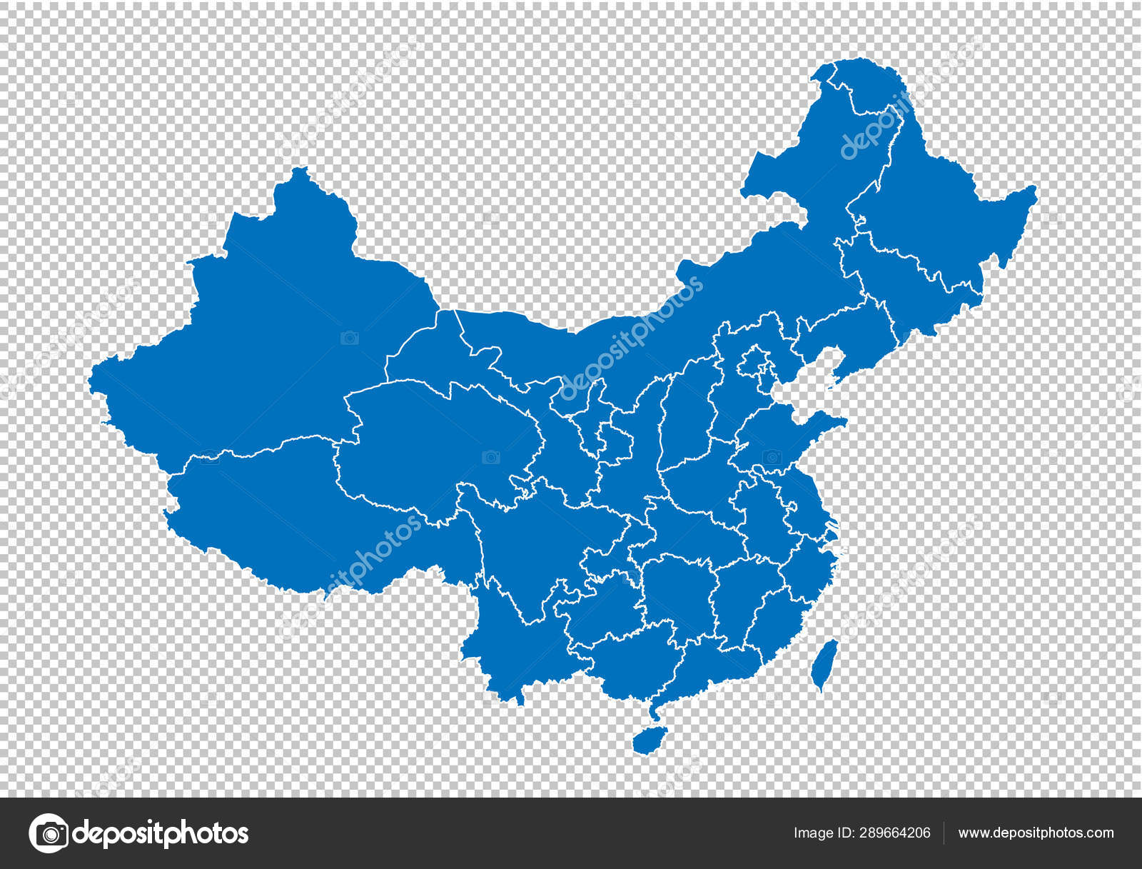 Mapa de China Alto mapa azul detallado con condados / regiones ...