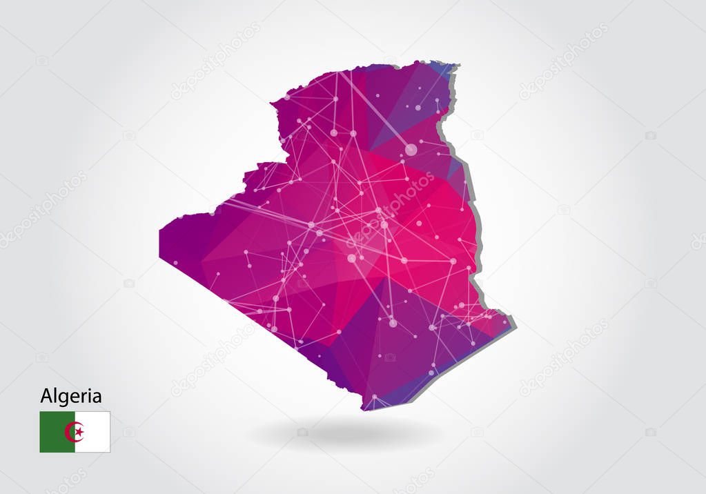 Mapa de algeria poligonal vectorial. Diseño polivinílico bajo. mapa hecho de trian 2024