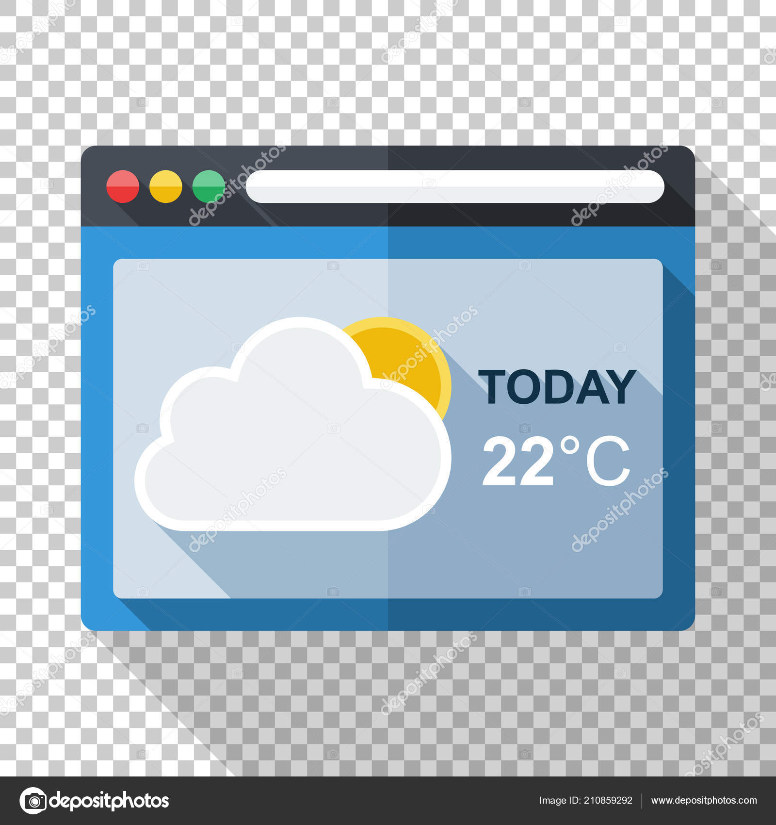 Weather forecast application icon in flat style with long shadow on ...