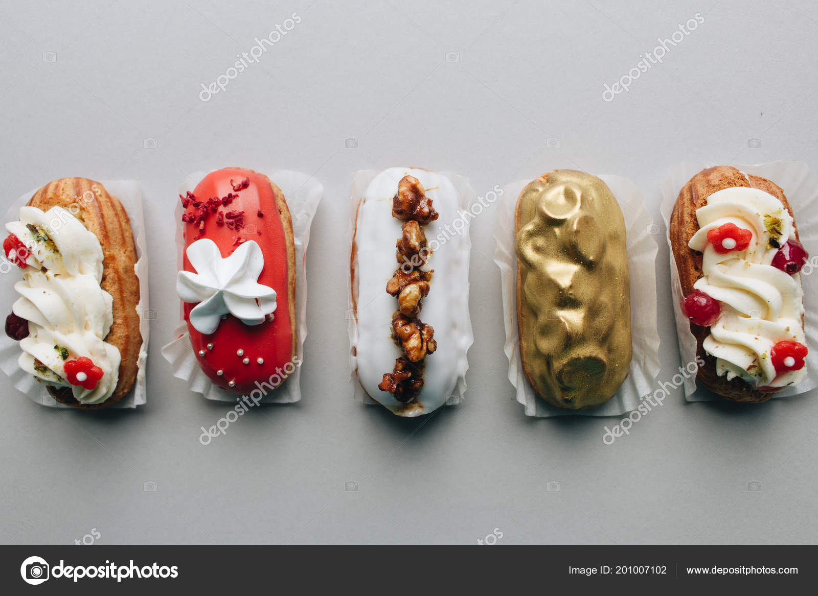 Assorted Delicious Sweets Grey Background Stock Photo by ©anna ...