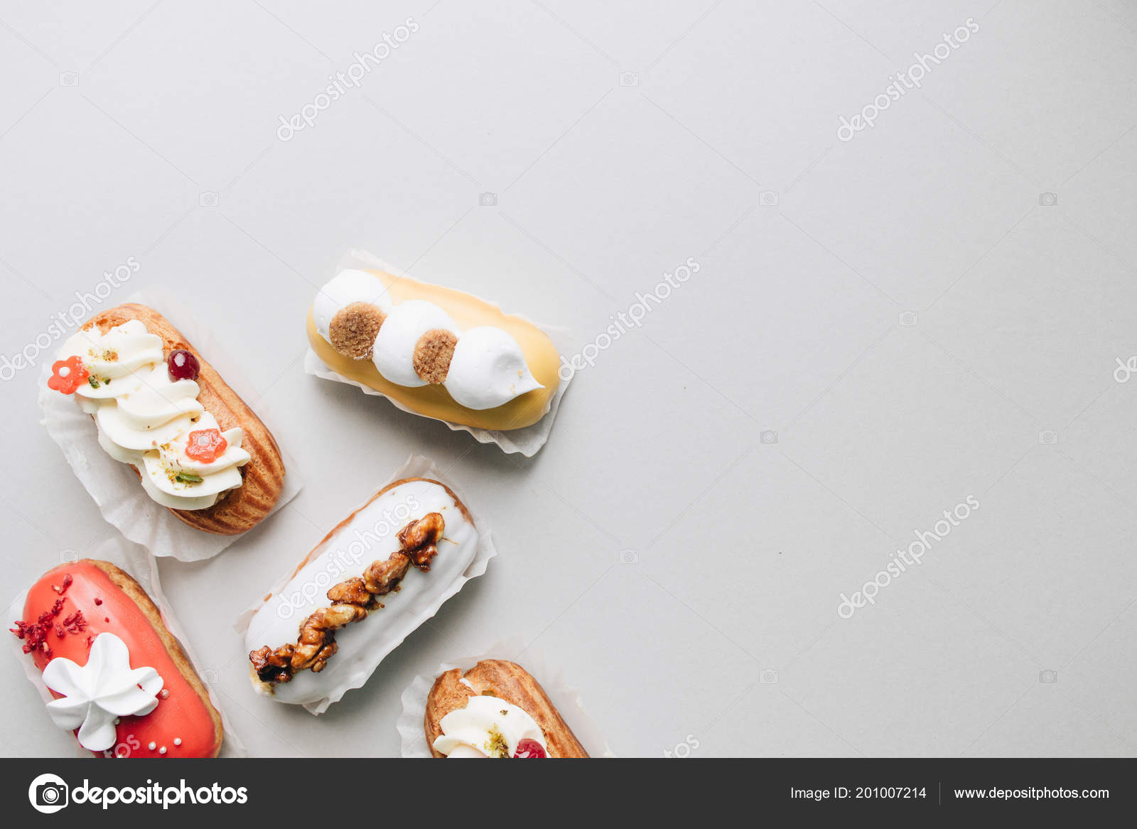 Assorted Delicious Sweets Grey Background Stock Photo by ©anna ...