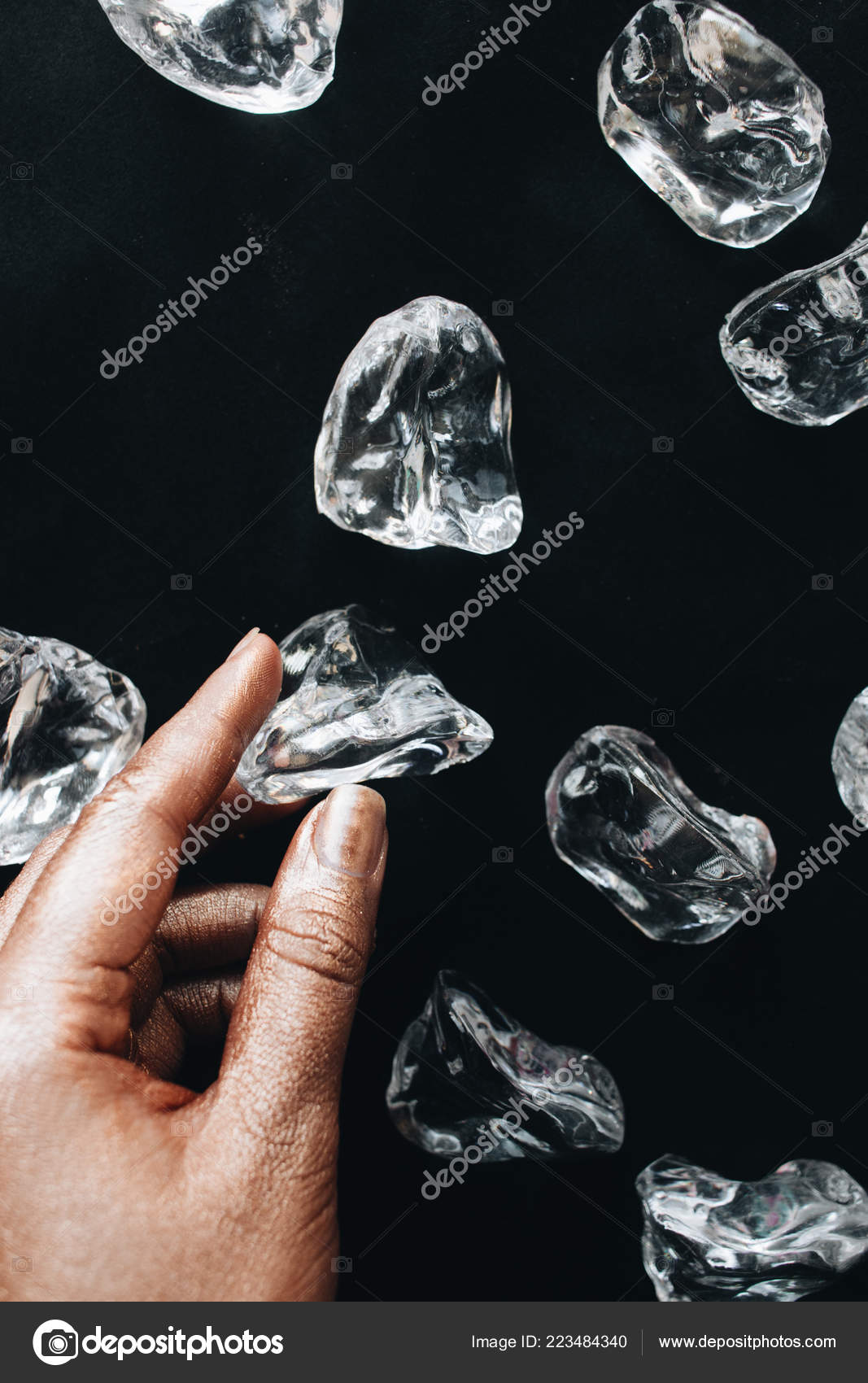 Female Hand Ice Cubes Black Background Stock Photo by ©anna_georgievna ...