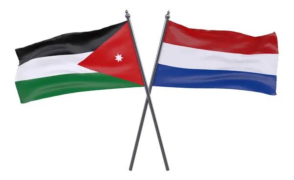 Jordan Sweden Two Crossed Flags Isolated White Background Image — Stock ...