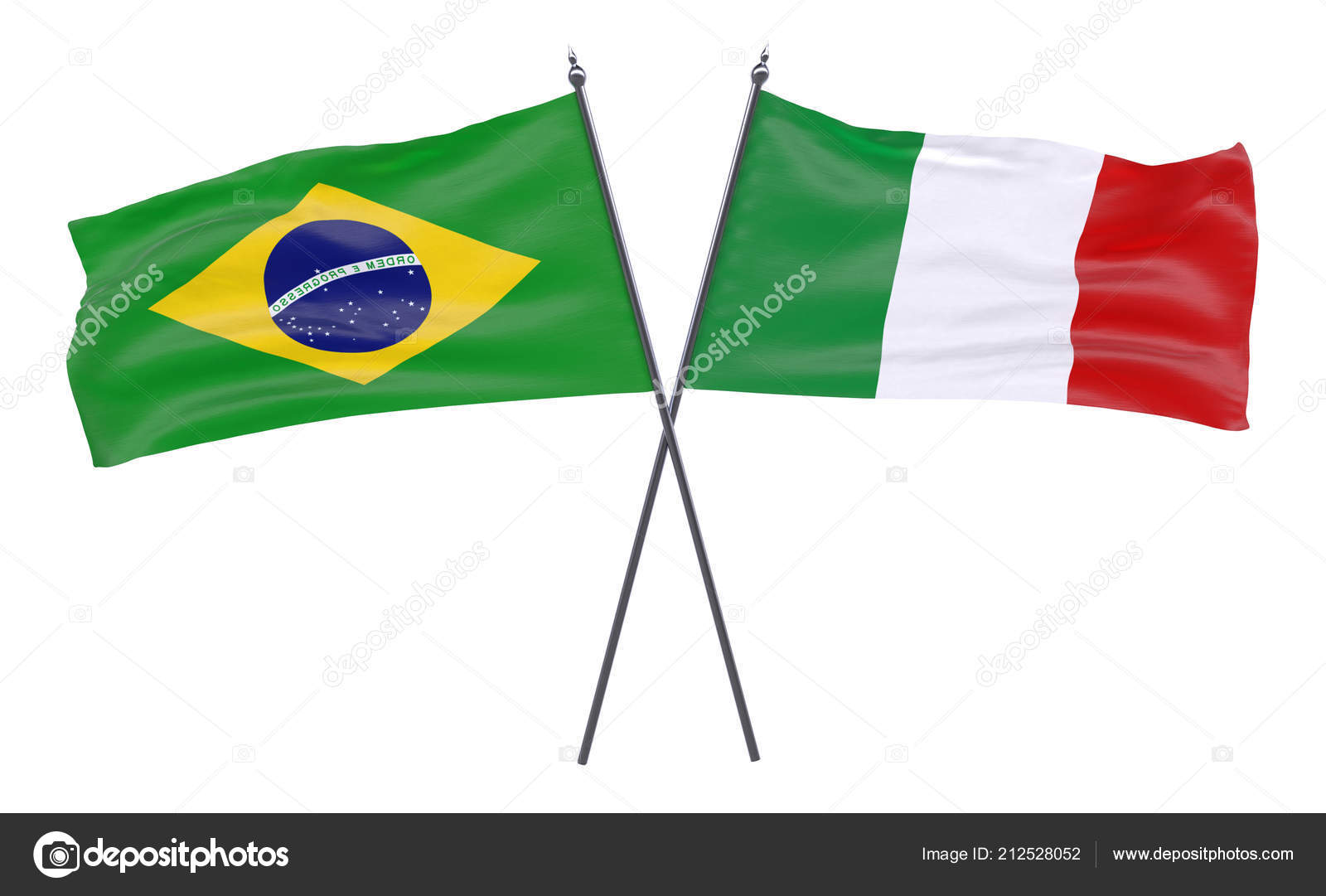 Brazil Italy Two Crossed Flags Isolated White Background Stock Photo by ...