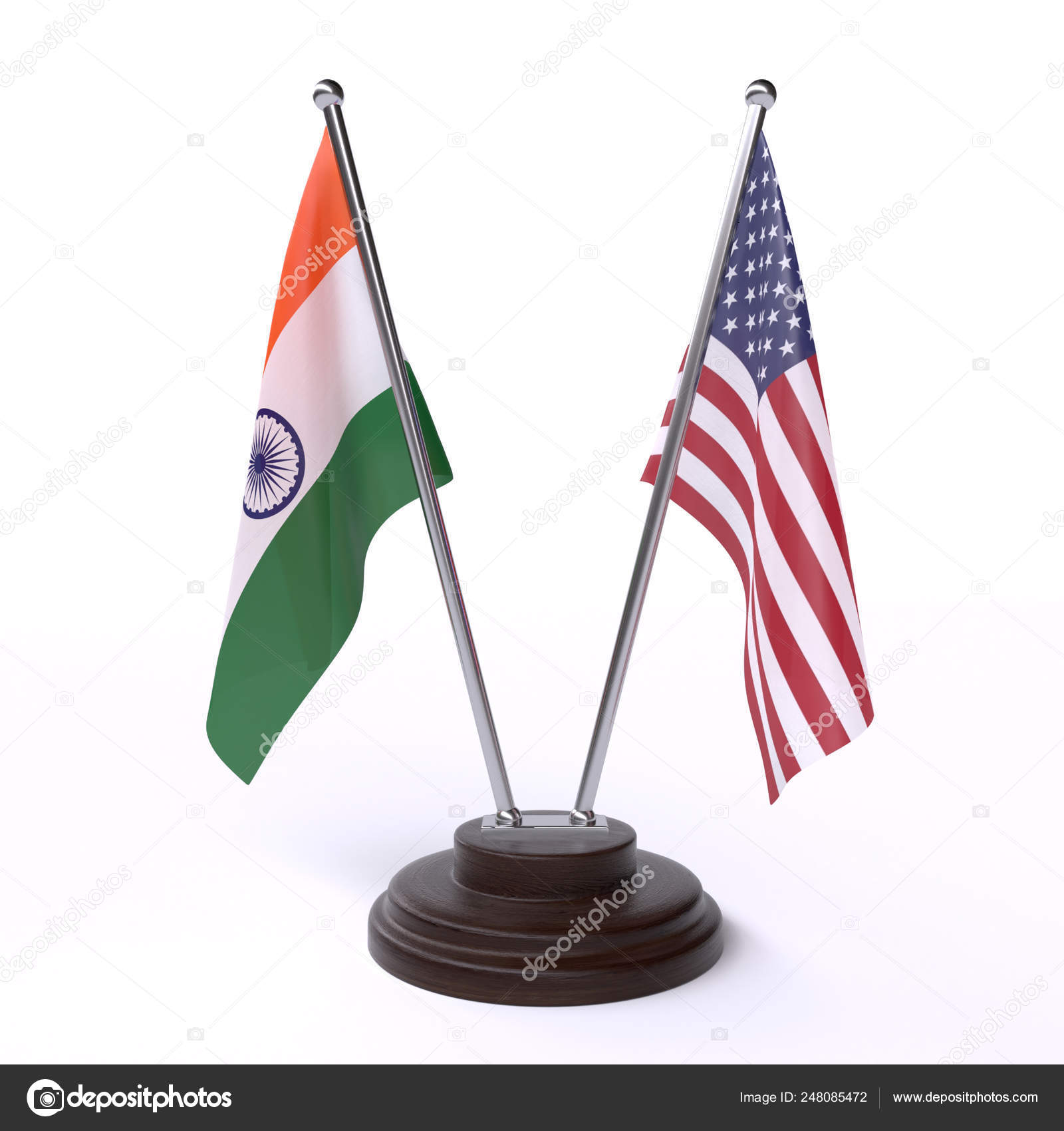 India Usa Two Table Flags Isolated White Background — Stock Photo ...
