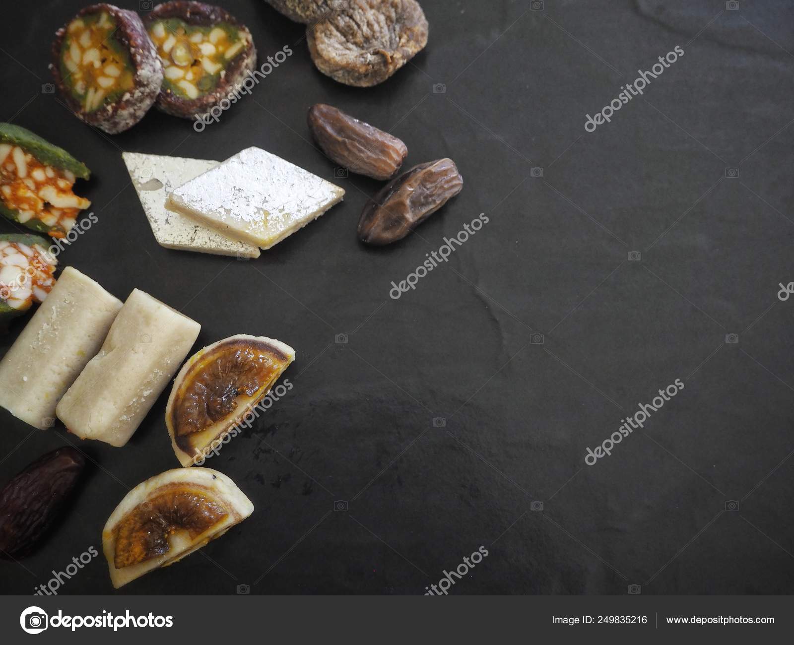 Mithai Indian Desserts Black Background Stock Photo by ©luknaja 249835216