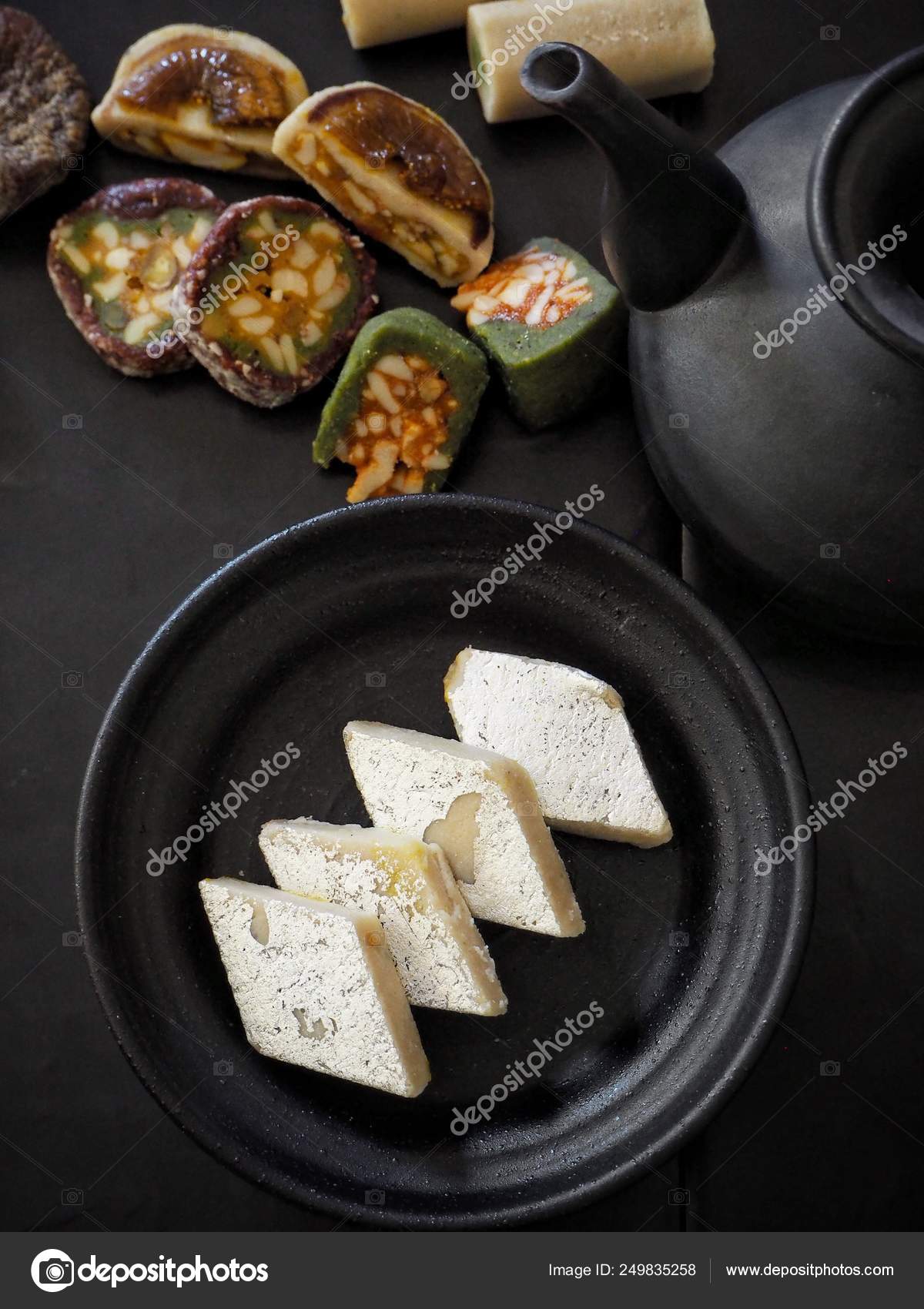 Mithai Indian Desserts Black Background Stock Photo by ©luknaja 249835258