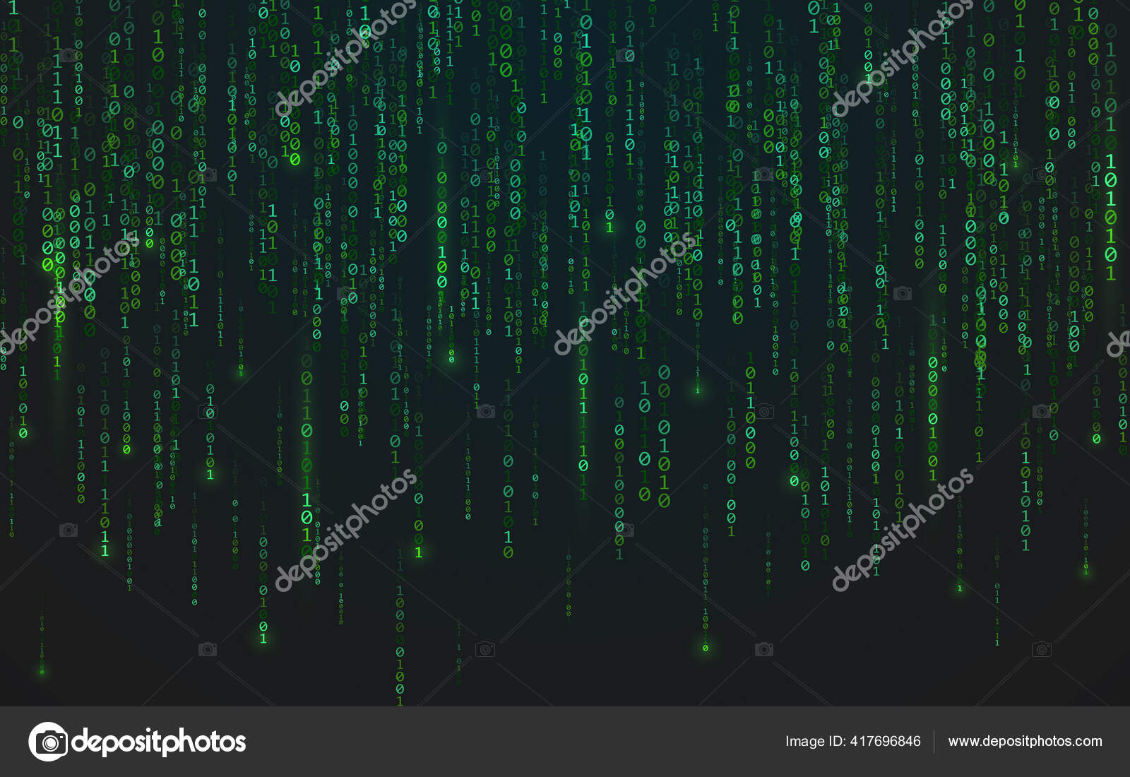 Binary Matrix Background Green Falling Digits Running Bright Numbers Abstract Stock Vector Image ...