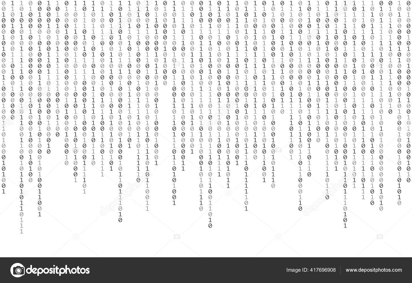 Binary Code White Background Running Digits Concept Falling Numbers ...