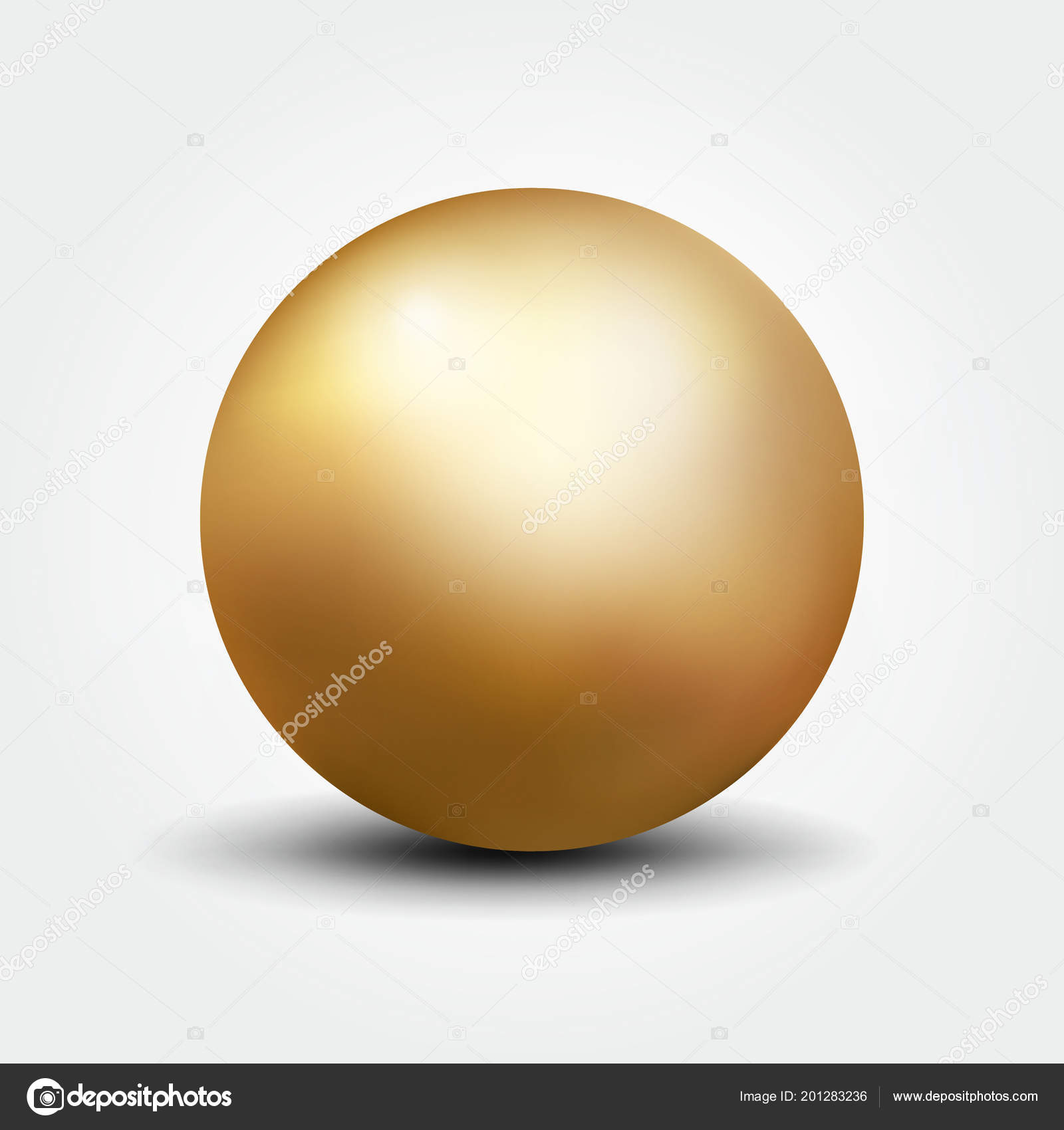 Realistic Vector Illustration Gold Ball Isolated White Background Stock ...