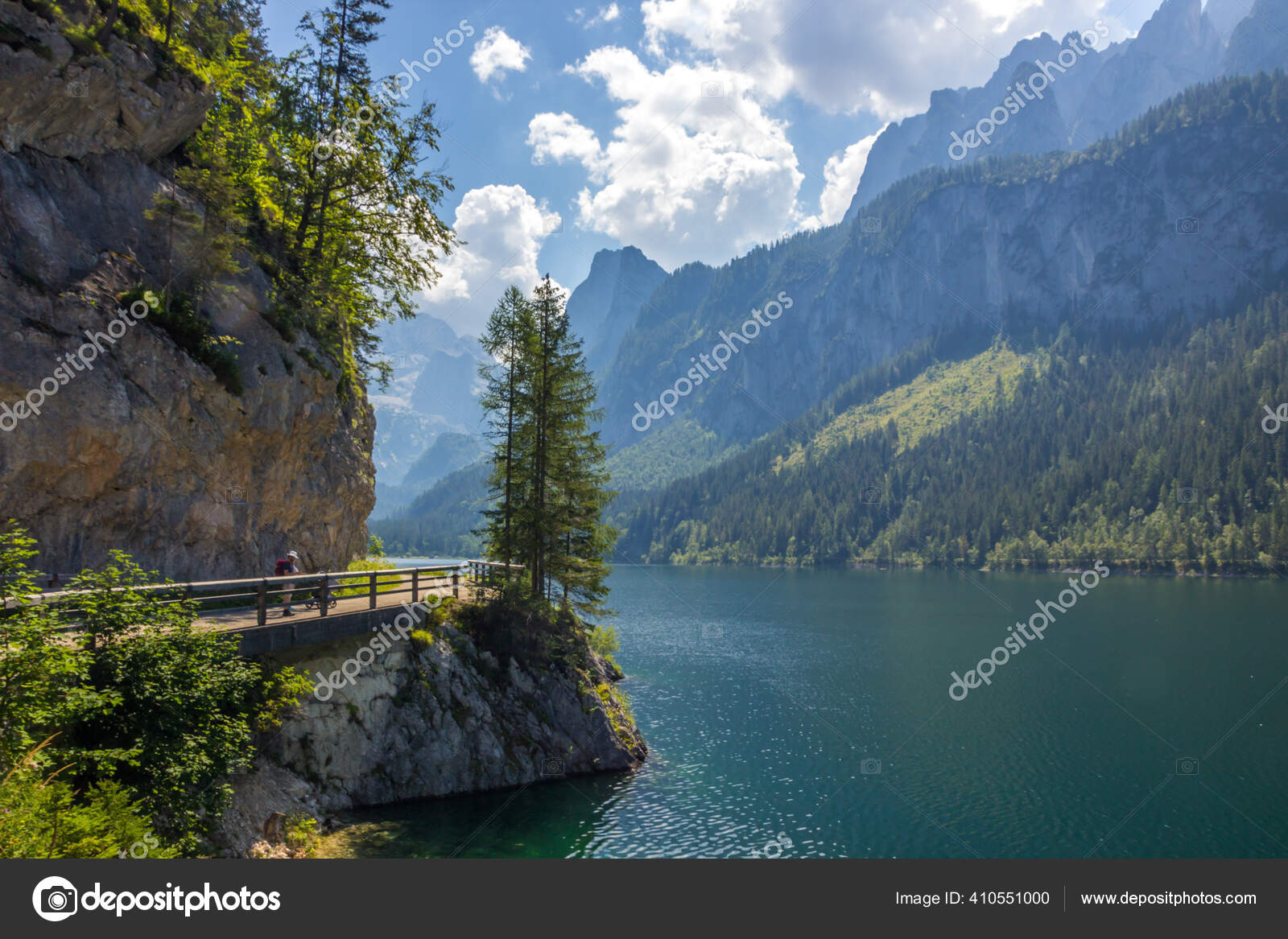 Sunny Day Vorderer Gosausee Lake Austrian Alps Stock Photo by ...