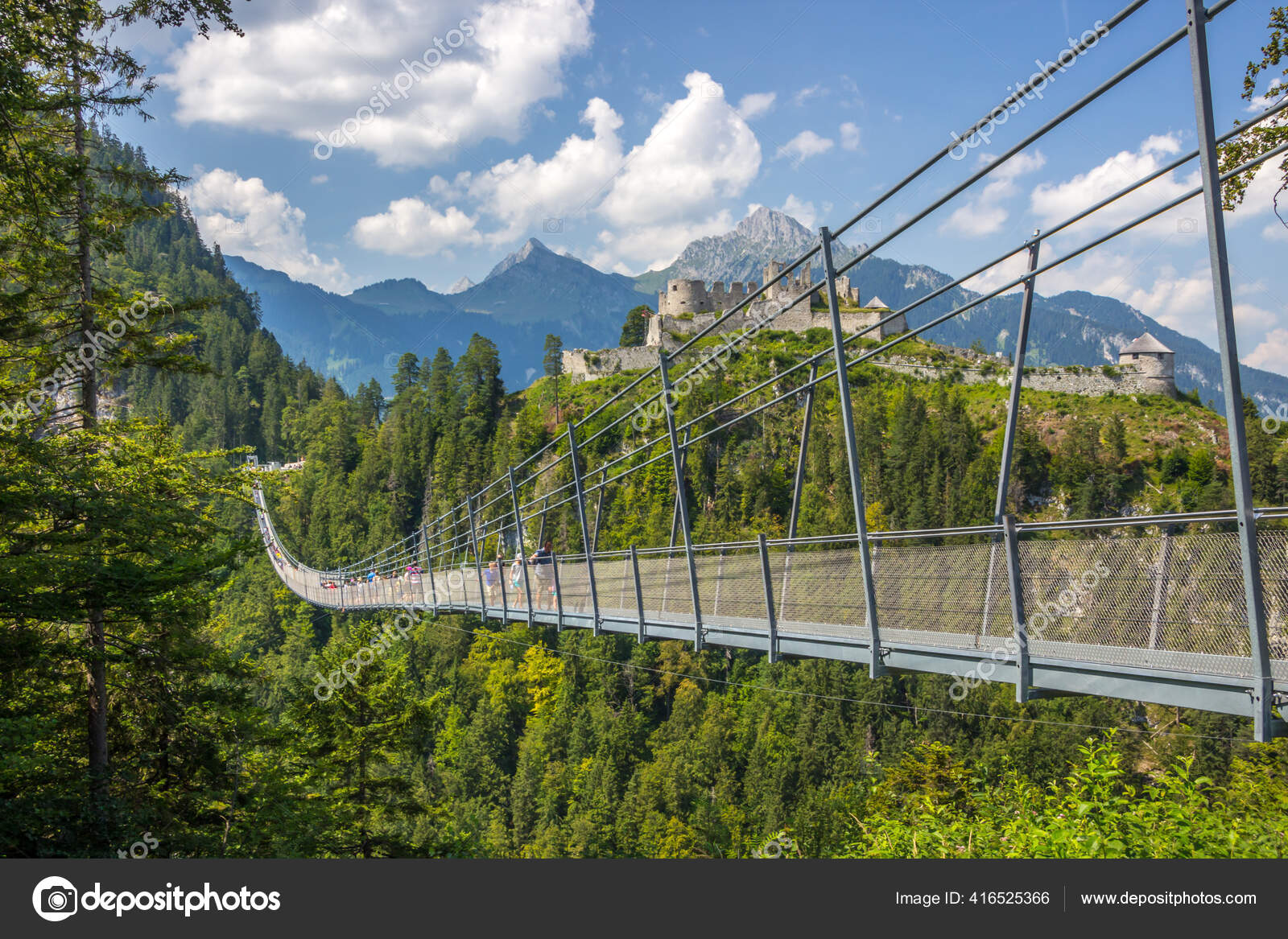 Highlin 179 Suspension Bridge Sunny Day Austrian Alps Stock Photo by ...