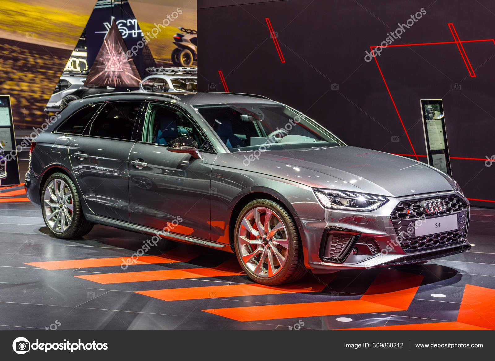 FRANKFURT, GERMANY - SEPT 2019: silver gray AUDI S4 A4 B9 8W AVANT estate wagon combi family car ...
