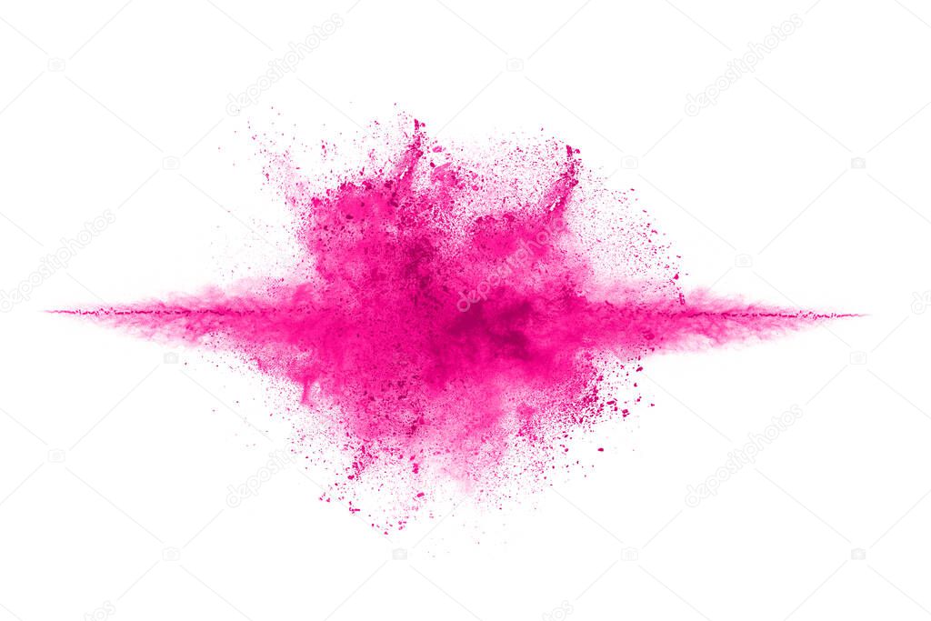 Fondo salpicado de polvo rosa abstracto, congelar el movimiento del ...