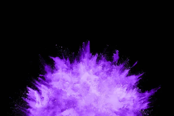 Purple powder explosion on black background. Colored cloud. Colorful ...