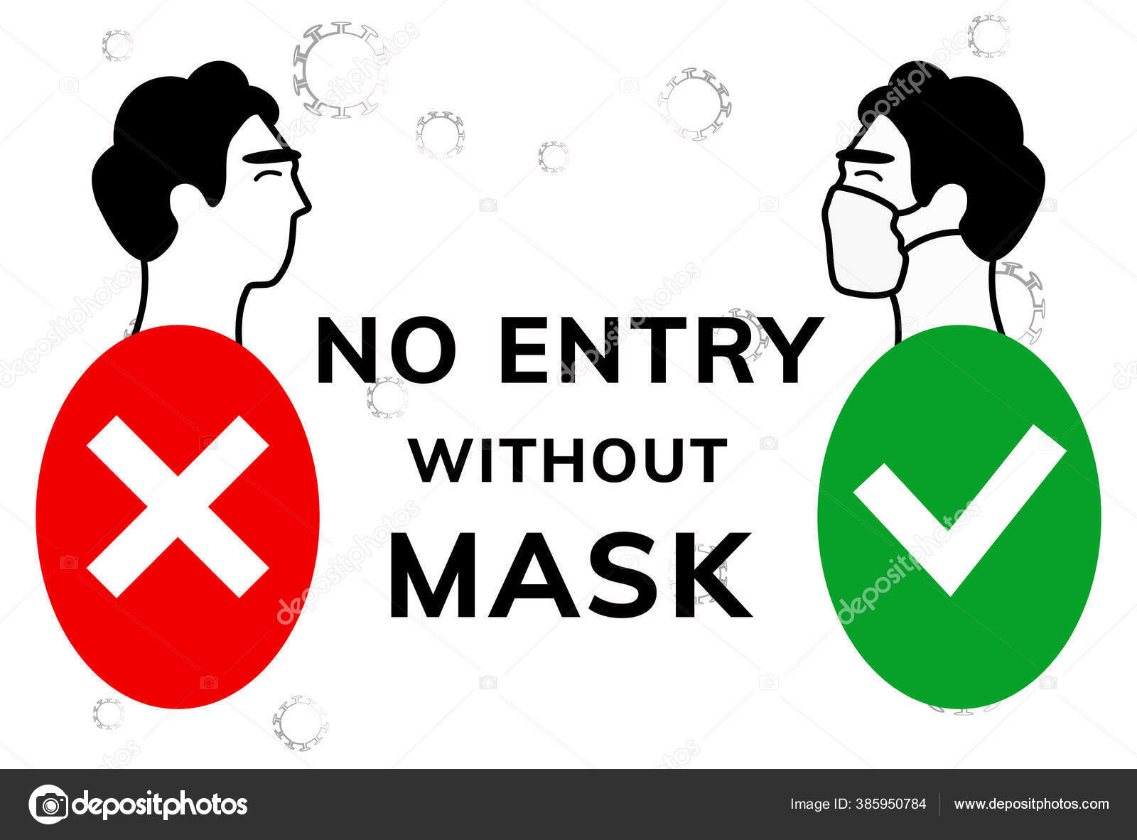 Tidak Boleh Masuk Tanpa Masker Wajah Ilustrasi Vektor Saham Karakter ...