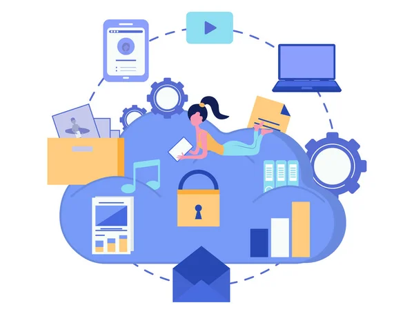 Cloud Security Concept Cloud Storage Cloud Computing Data Protection Business Stock Vector Image ...