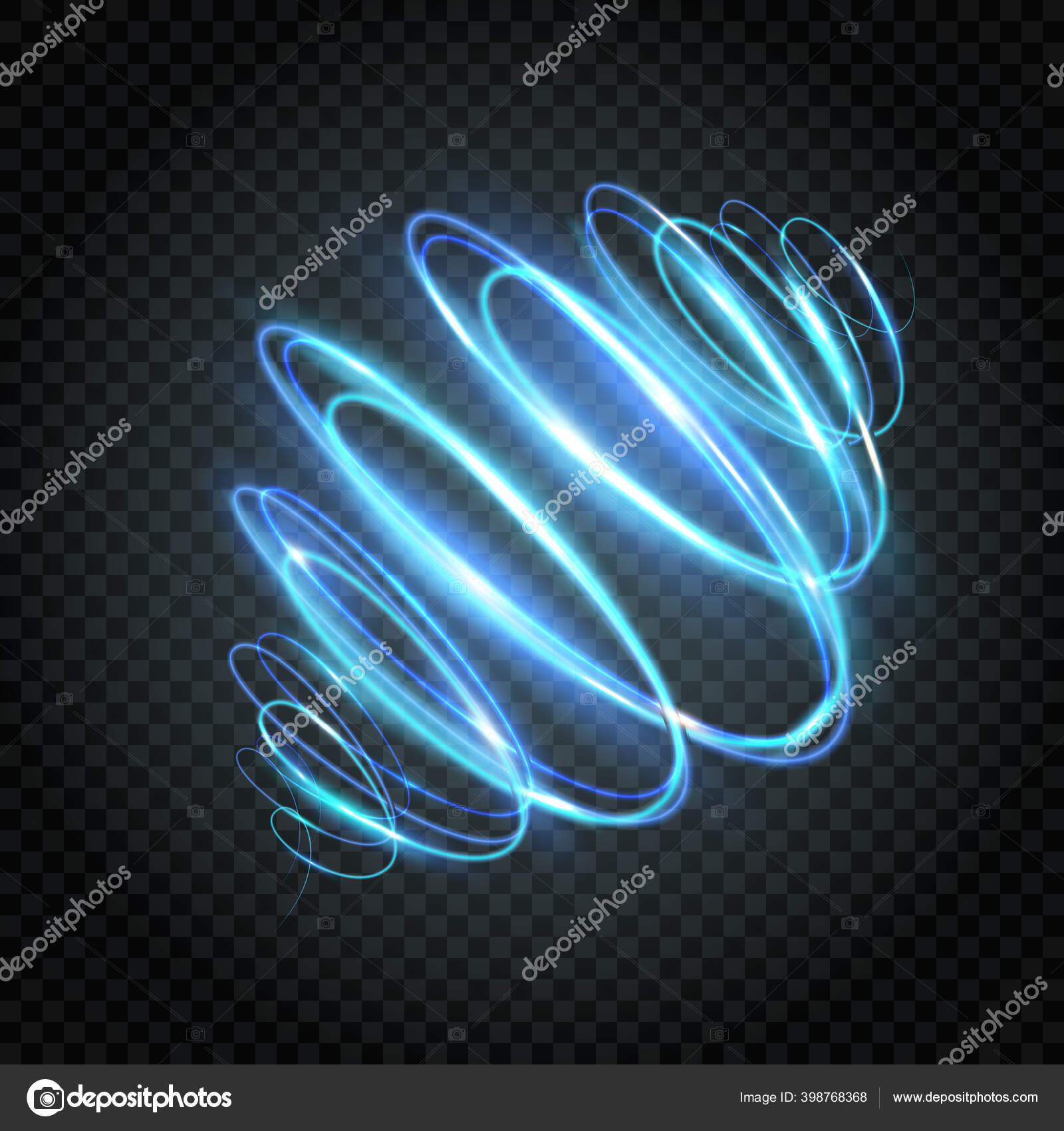 Neon Blue Swirl Circle Light Line Tracing Effect Swirl Trail Stock ...