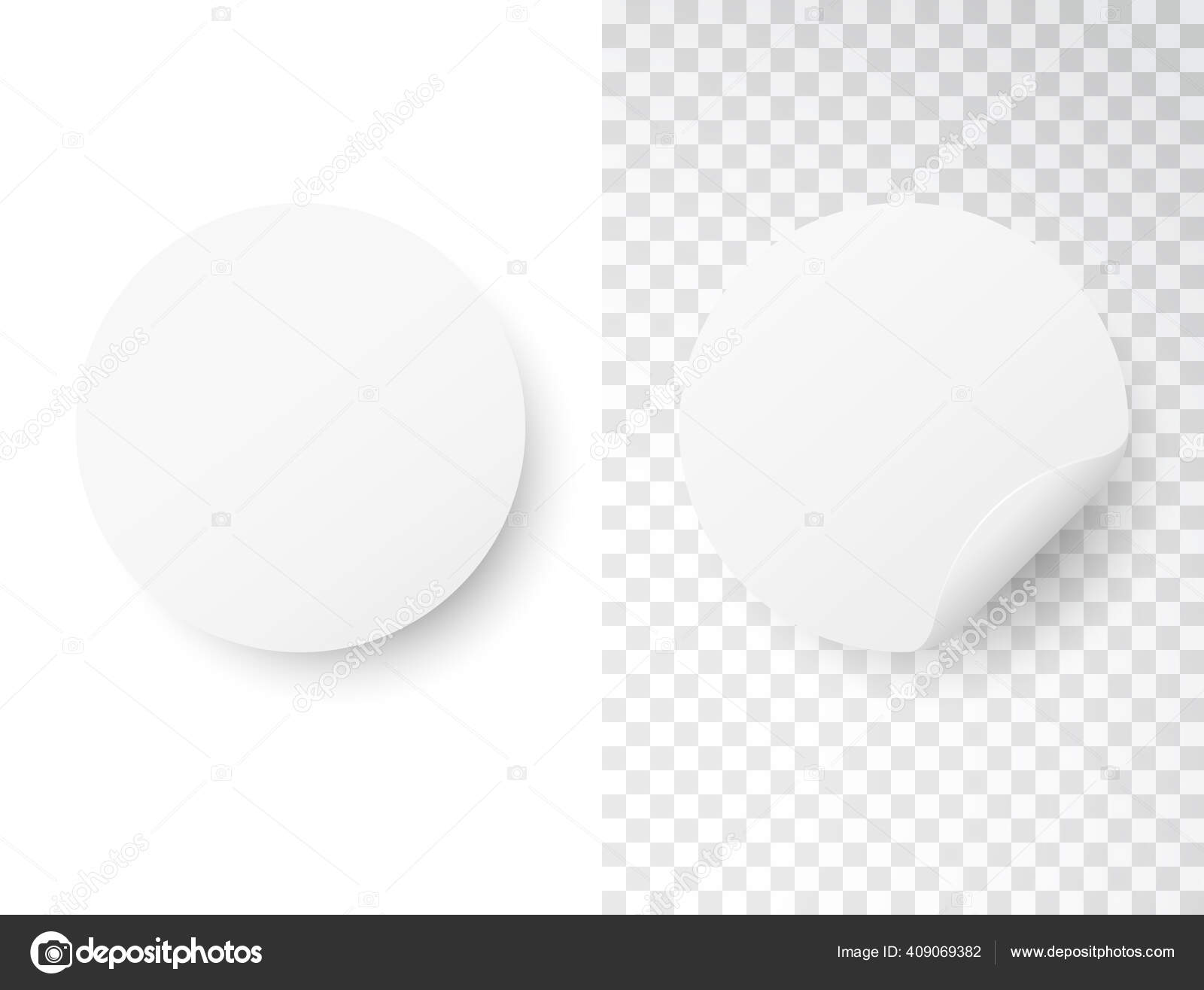 White Circle Sticker Set Transparent White Background Realistic ...