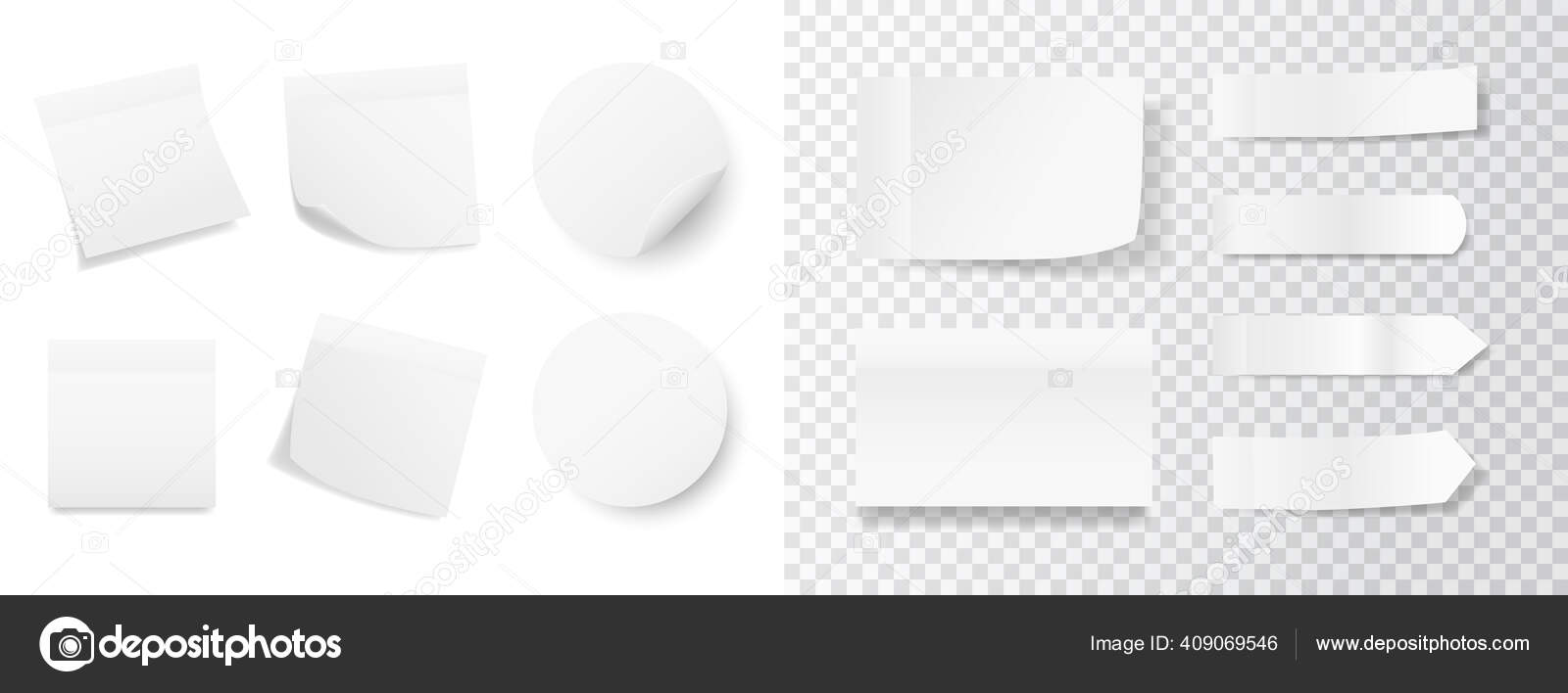 White sticker set on transparent and white background. Realistic ...