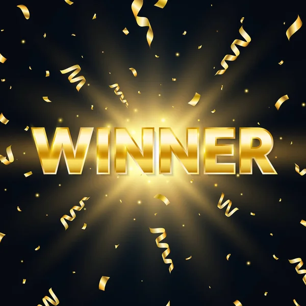 Winner gold text with flying confetti. Luxury congratulations banner ...