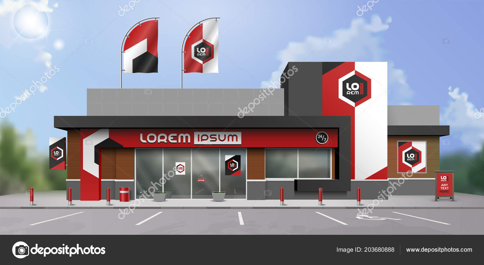 Classic Store Design Color Geometric Shapes Elements Outdoor ...