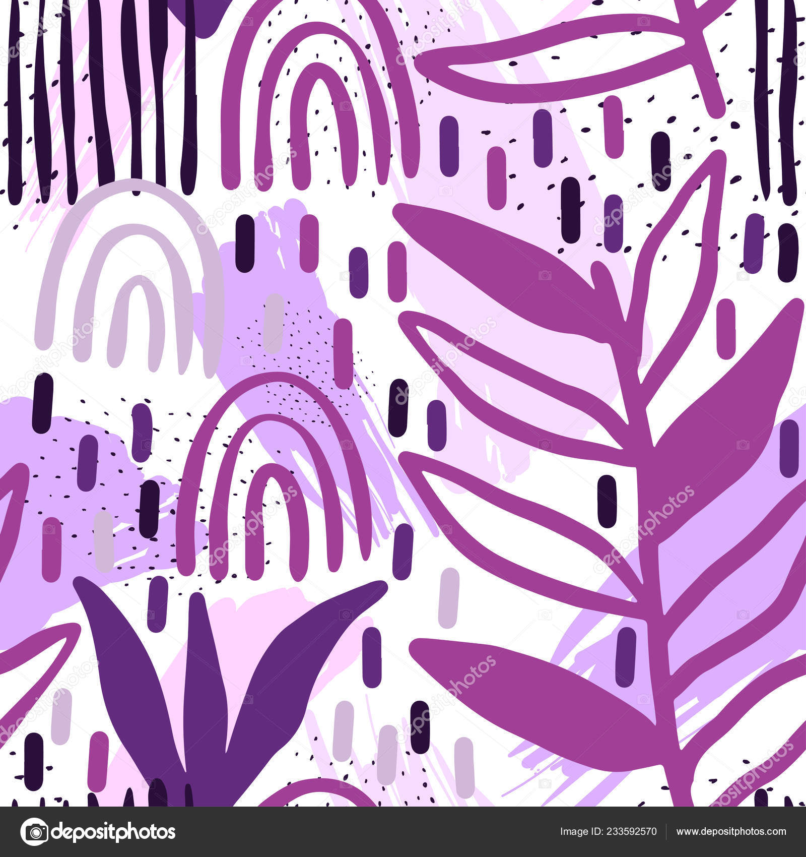 Creative pattern seamless background with floral elements and different ...