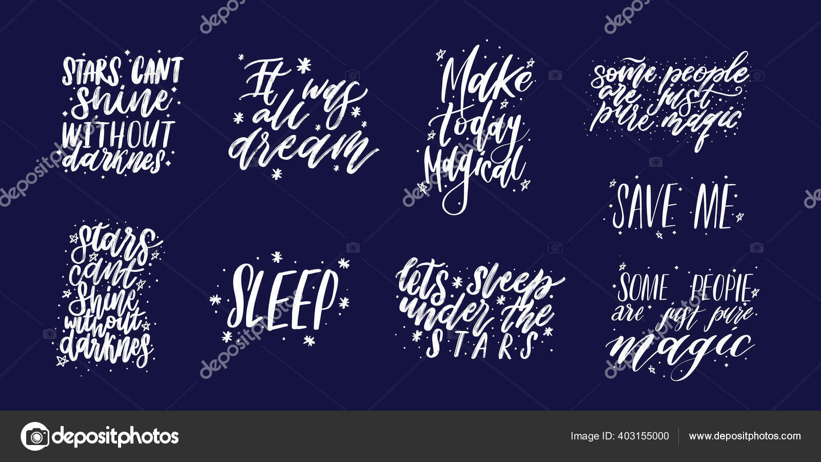 Typography Vector Calligraphy Emotion Magical Lettering Set Hand ...