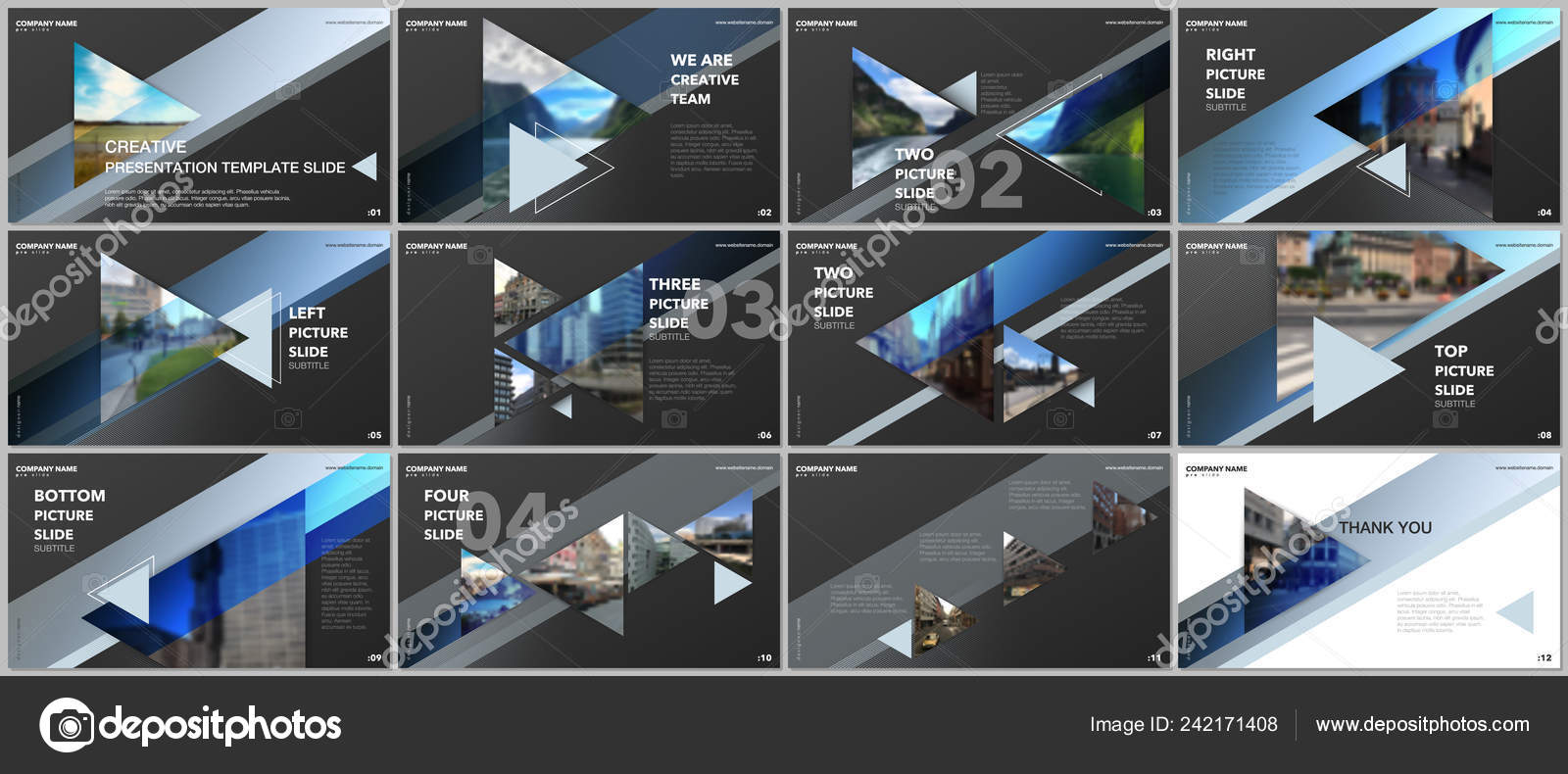 Minimal presentations design, portfolio vector templates with triangles ...
