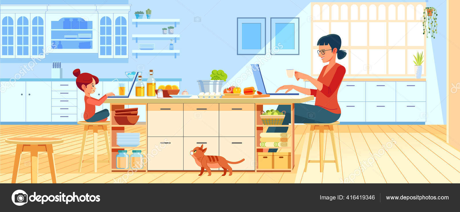 Clean Office Kitchen Cartoon