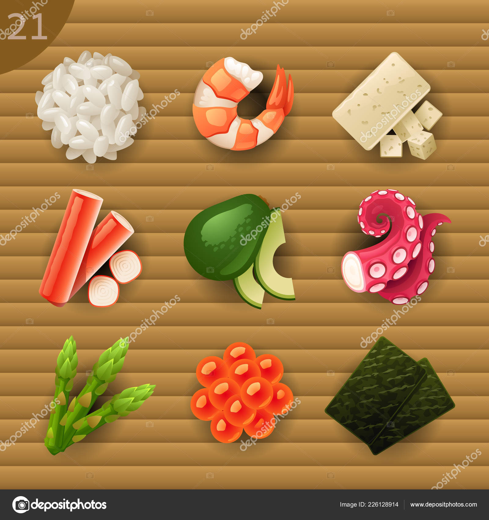 Set Cartoon Style Various Food Ingredients Stock Vector Image by ...